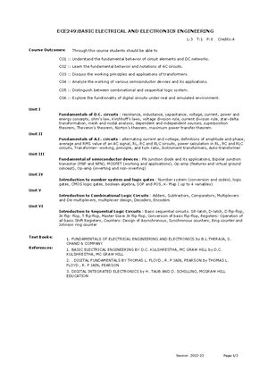 ECE132 Syllabus - ECE132:BASIC ELECTRICAL AND ELECTRONICS ENGINEERING ...