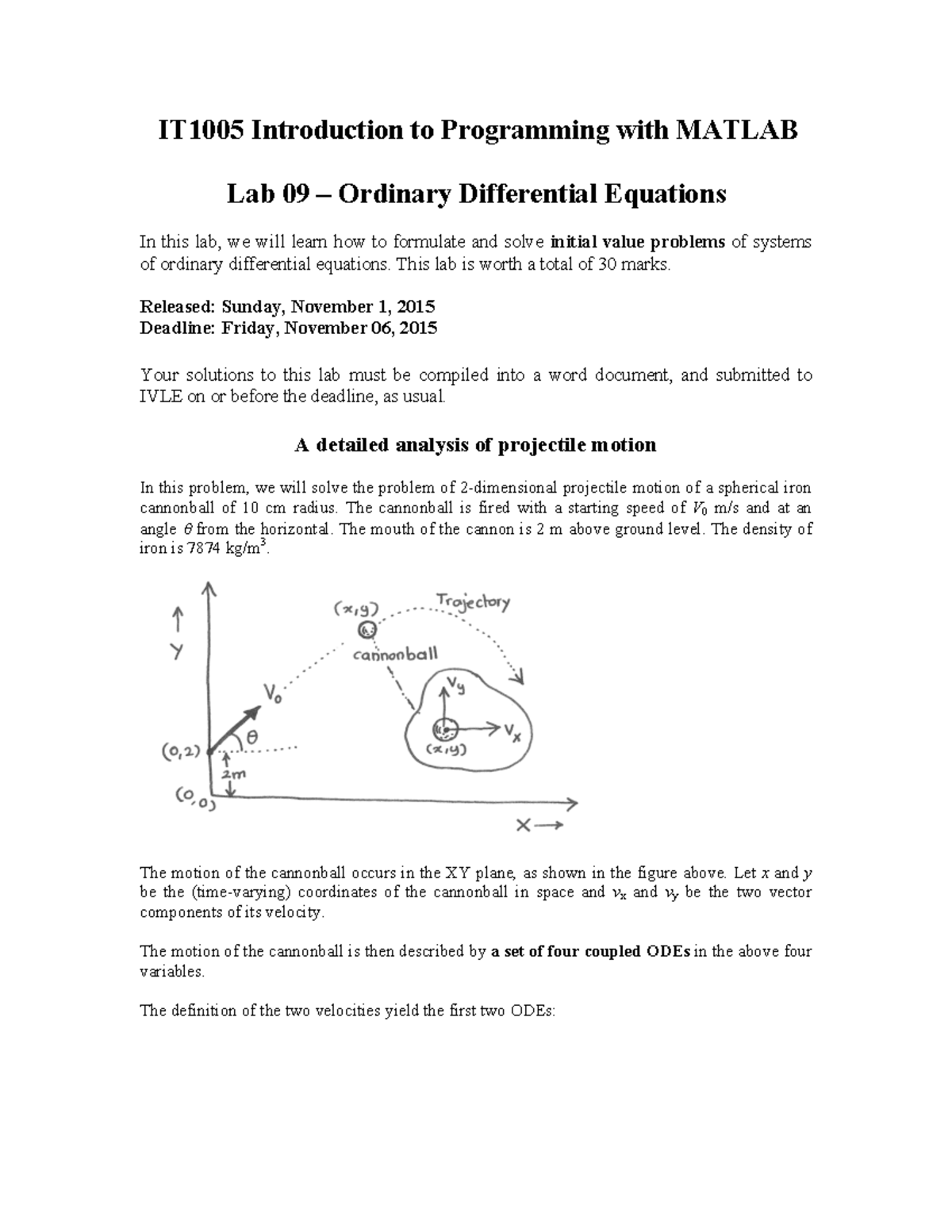 IT1005 LAB 09 ODEs - Ordinary Differential Equations - IT1005 Introduction to Programming with ...
