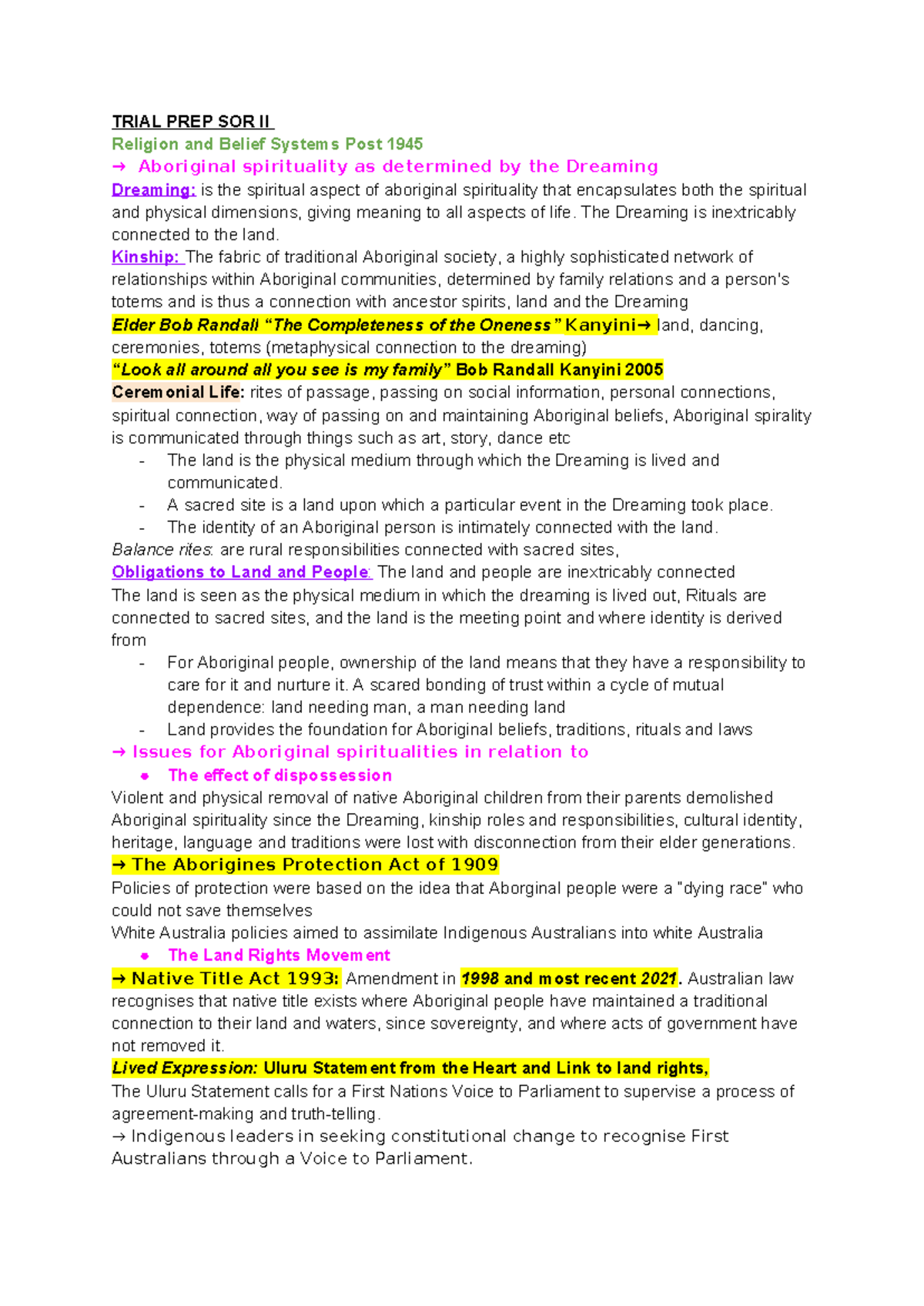SOR II - notes - TRIAL PREP SOR II Religion and Belief Systems Post ...
