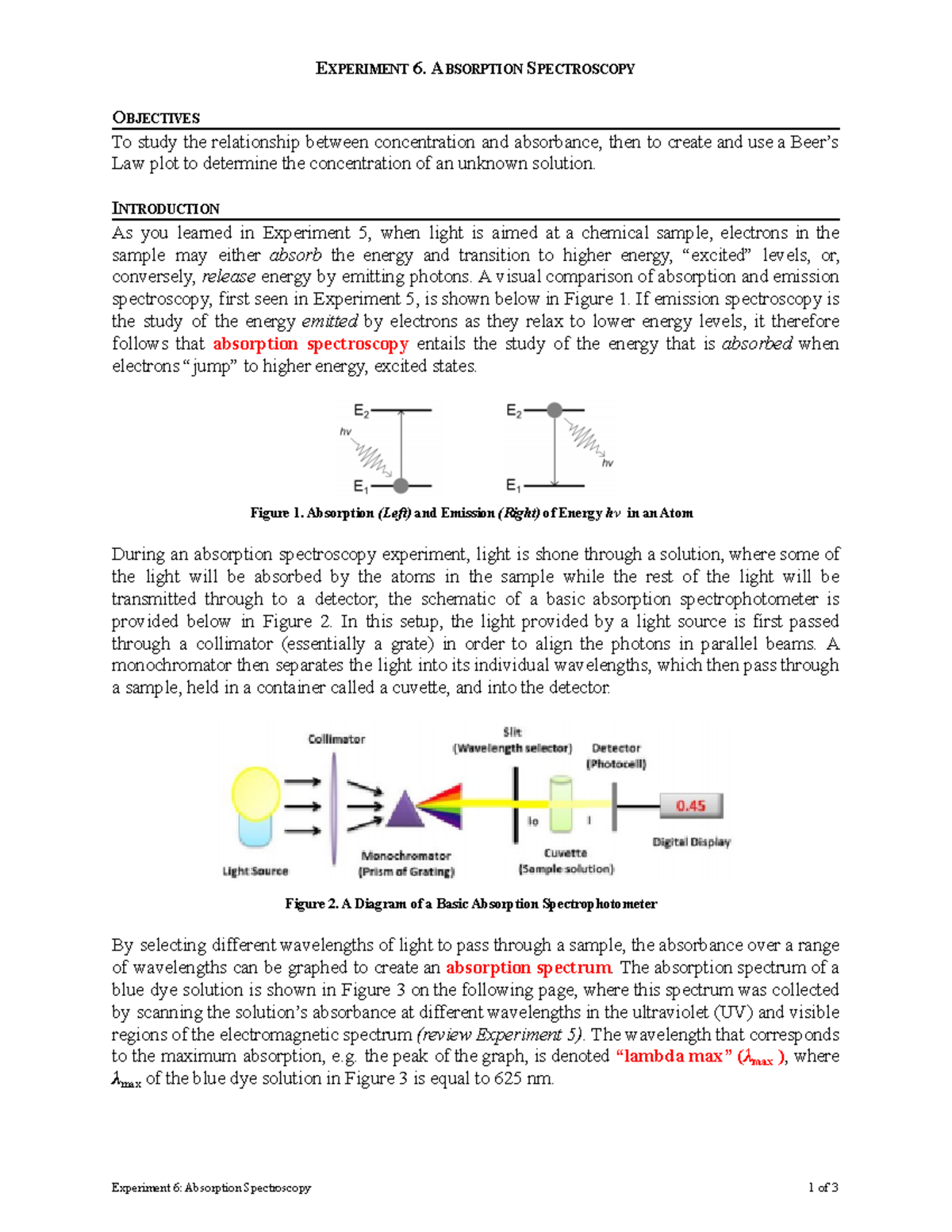 Absorption Spectroscopy - EXPERIMENT 6. A BSORPTION SPECTROSCOPY ...