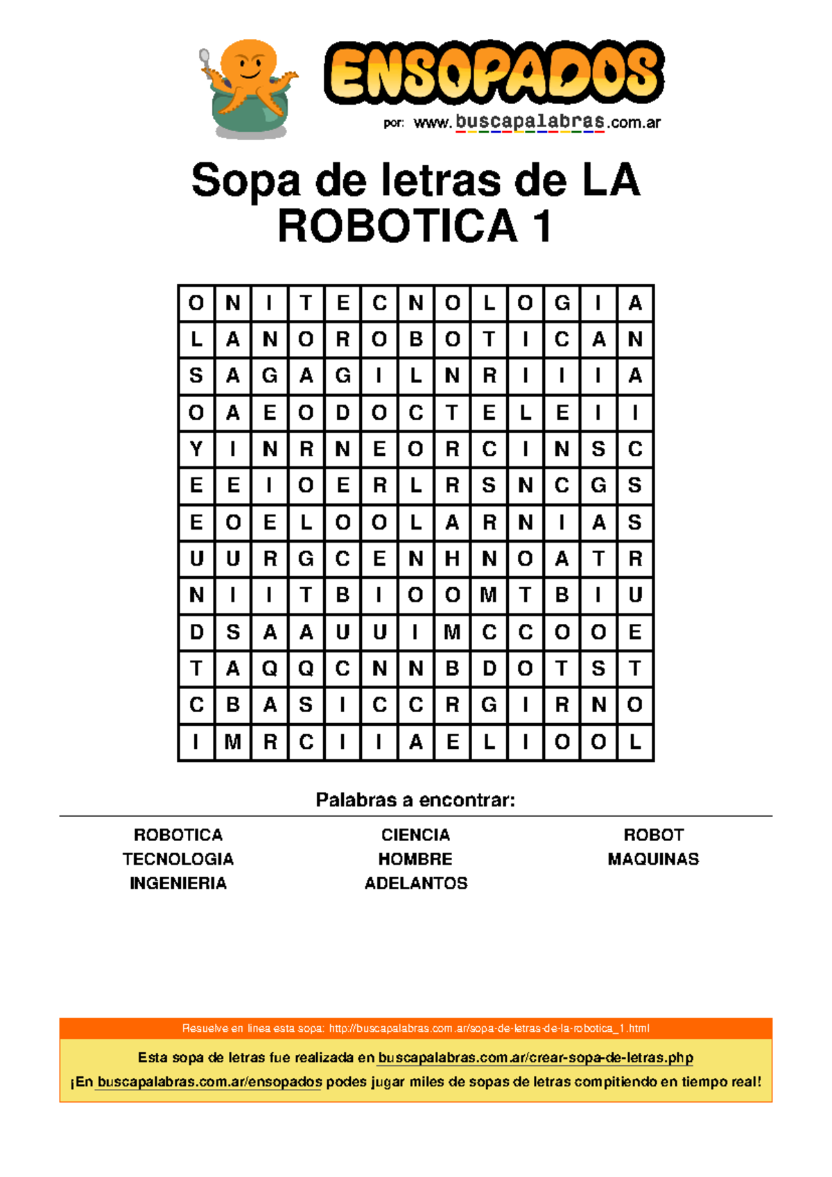 Sopa-de-letras-de-la-robotica 1 - Sopa de letras de LA ROBOTICA 1 O N I ...