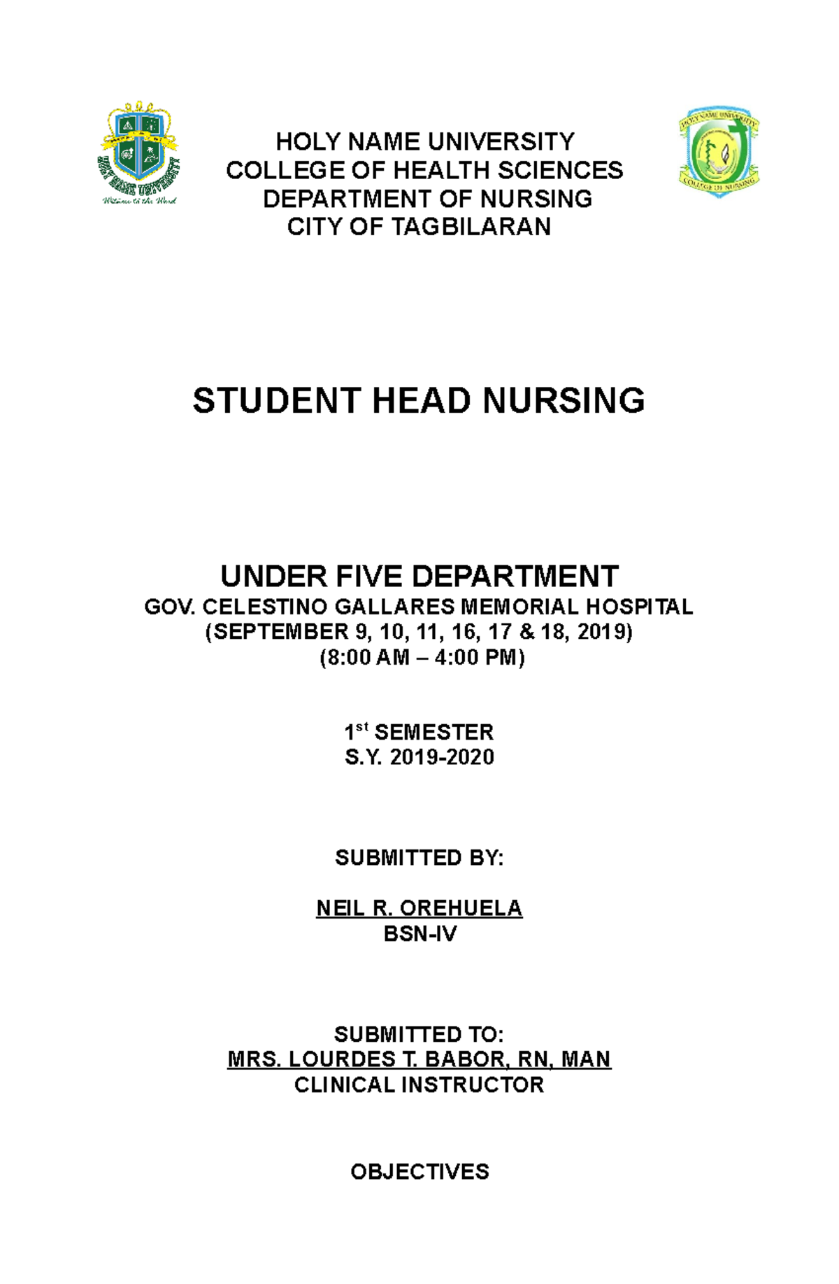 Head-Nursing - Head Nursing - HOLY NAME UNIVERSITY COLLEGE OF HEALTH ...