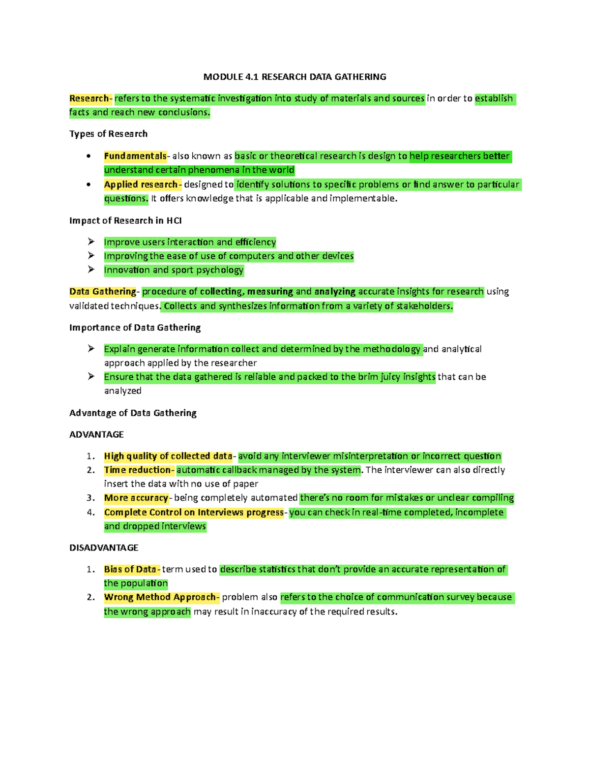 Module 4.1 DATA Gathering - MODULE 4 RESEARCH DATA GATHERING Research ...