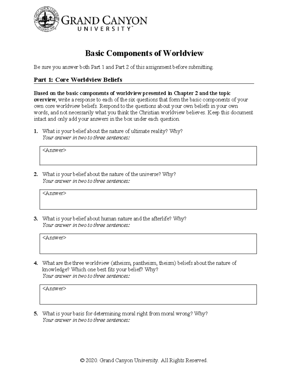 CWV 101 301 RS T1Basic Components Of Worldview - Basic Components of ...