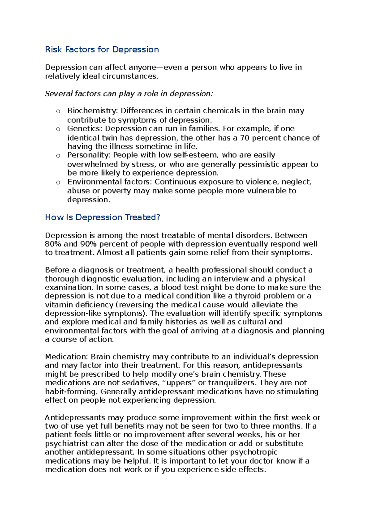 Risks And Treatment Risk Factors For Depression Depression Can Affect risks-and-treatment-risk-factors-for-depression-depression-can-affect