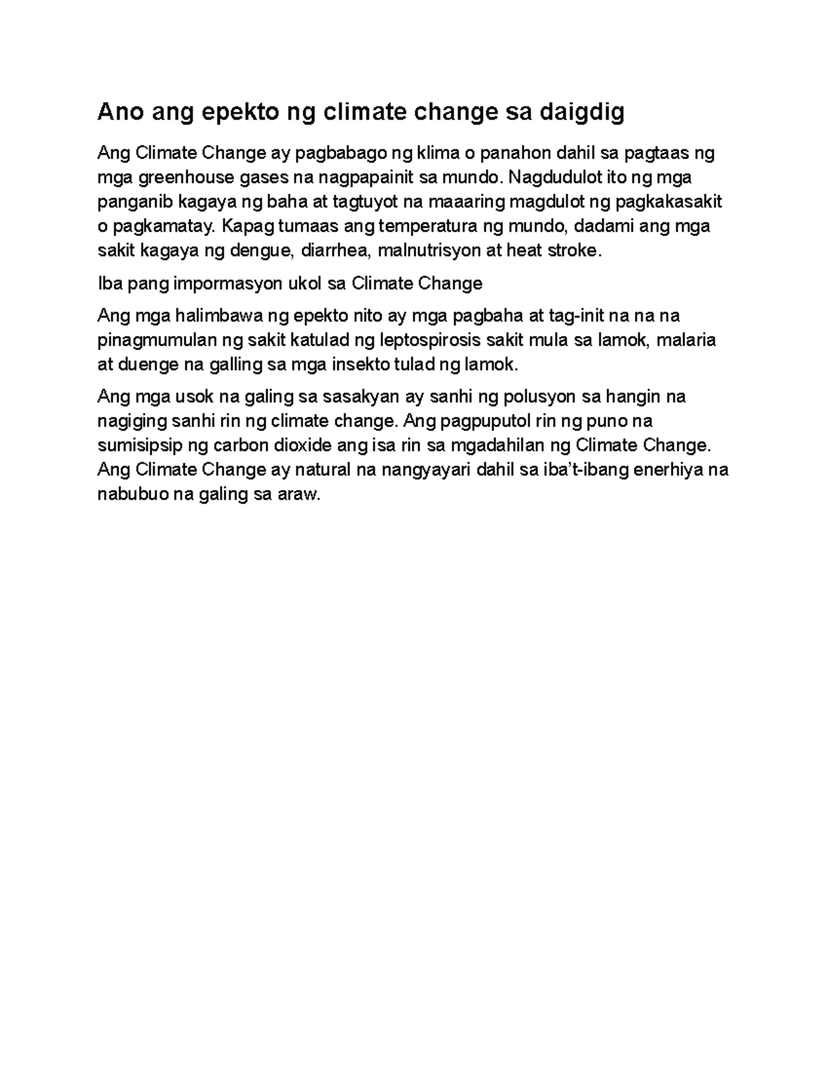 Ano Ang Epekto Ng Climate Change Sa Daigdig Nagdudulot Ito Ng Mga 