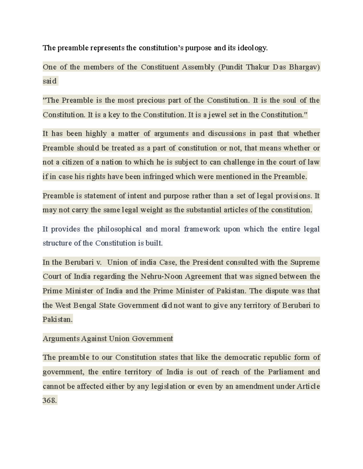 Constitution GD - The preamble represents the constitution’s purpose ...