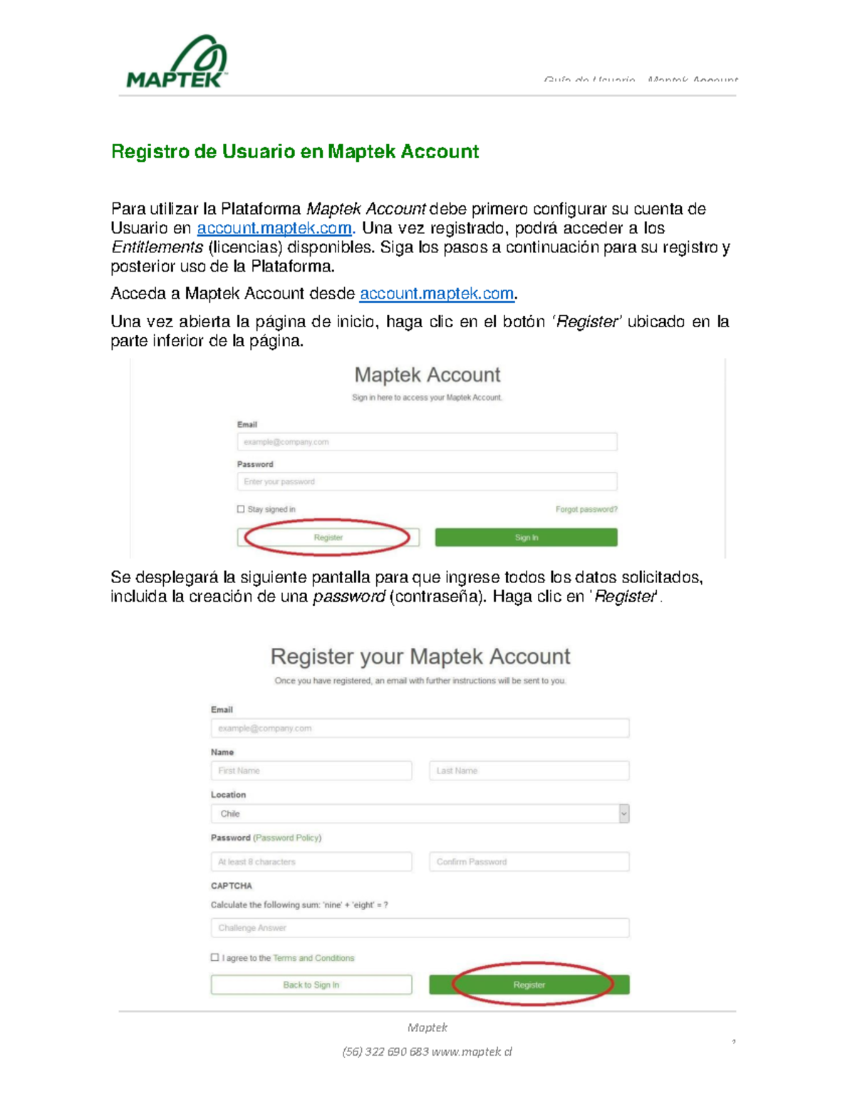 Guía de Usuario - Registro Maptek Account custom - Maptek Registro de Usuario en Maptek Account ...