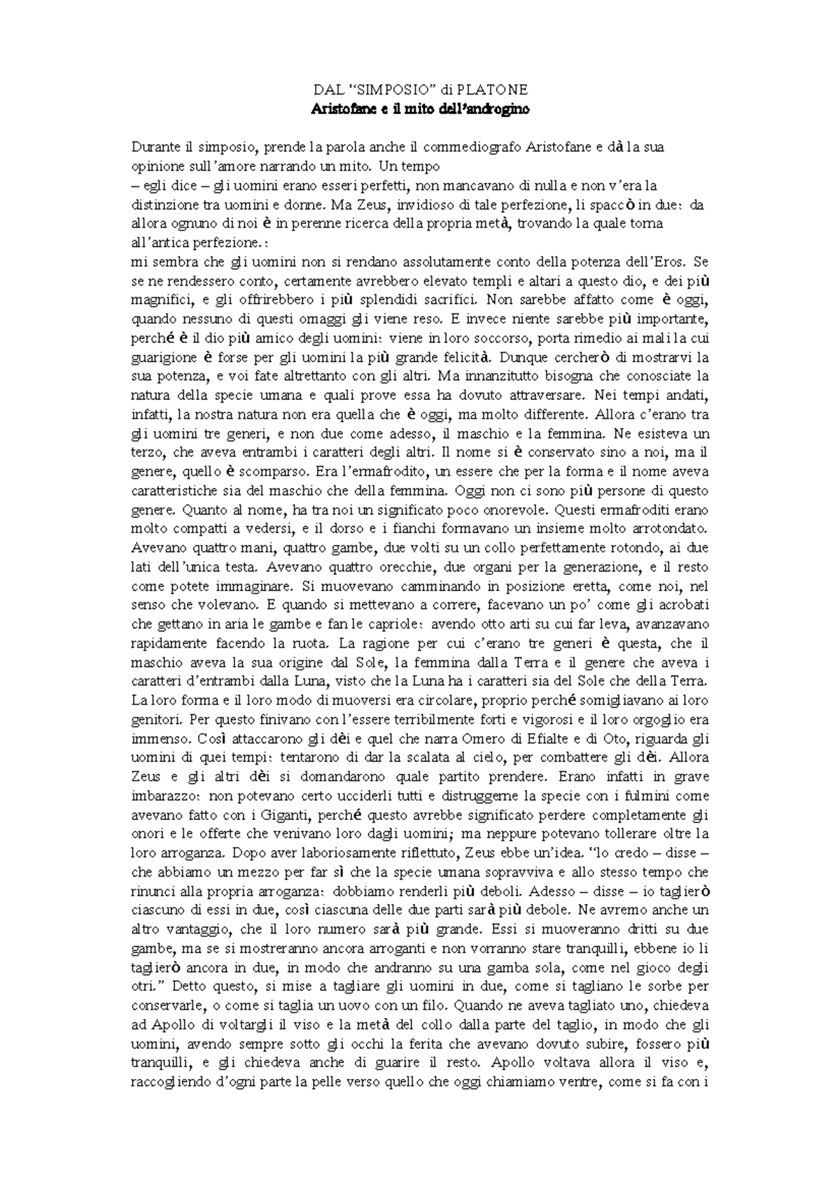 Il mito della mela - DAL “SIMPOSIO” di PLATONE Aristofane e il mito ...