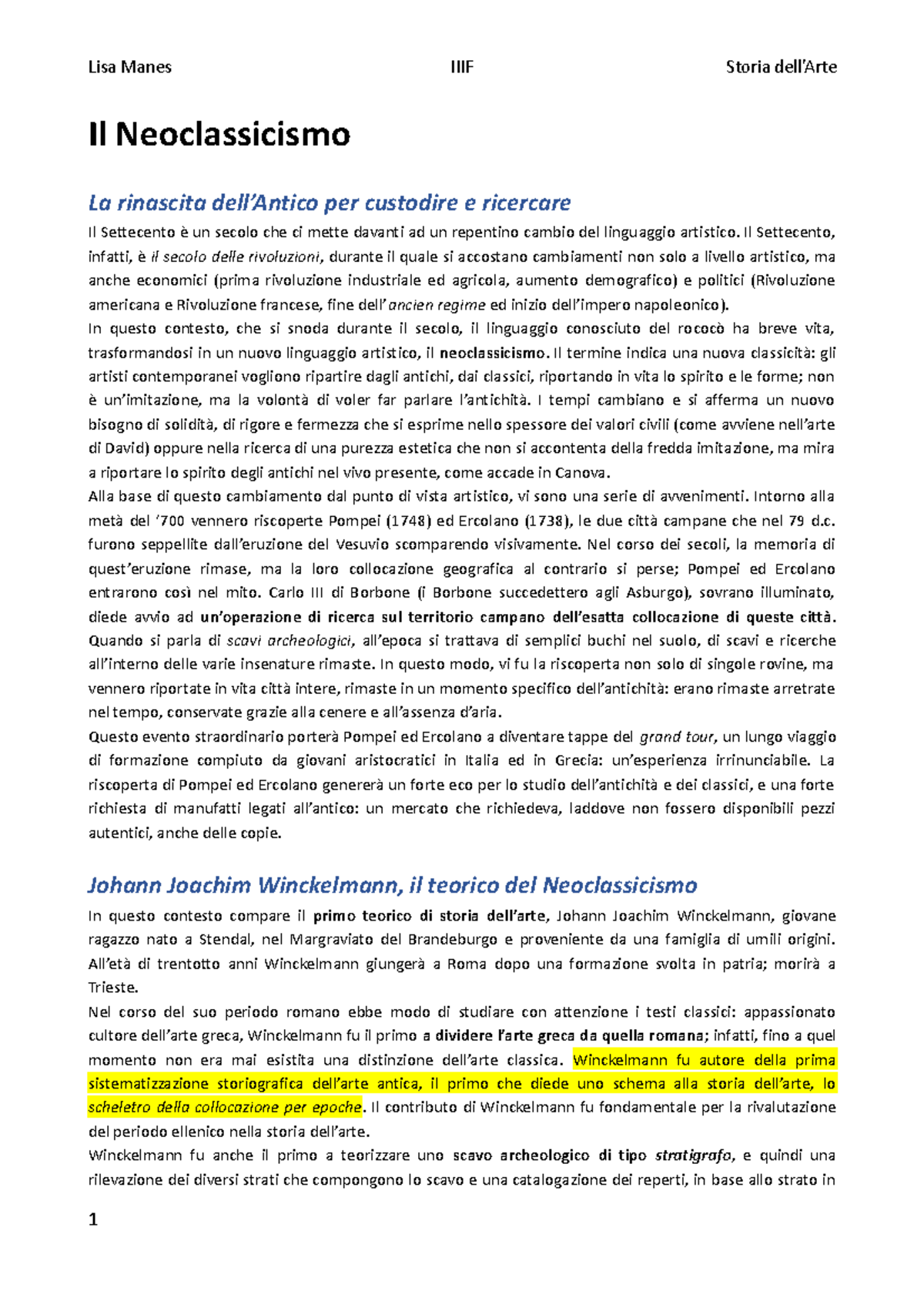 Neoclassicismo - Winckelmann, Antonio Canova - Il Neoclassicismo La ...