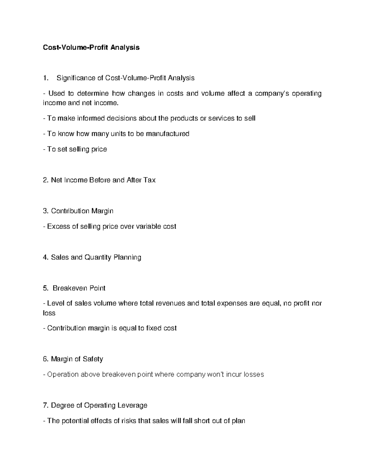 Cost Volume Profit Analysis - Cost-Volume-Profit Analysis Significance ...