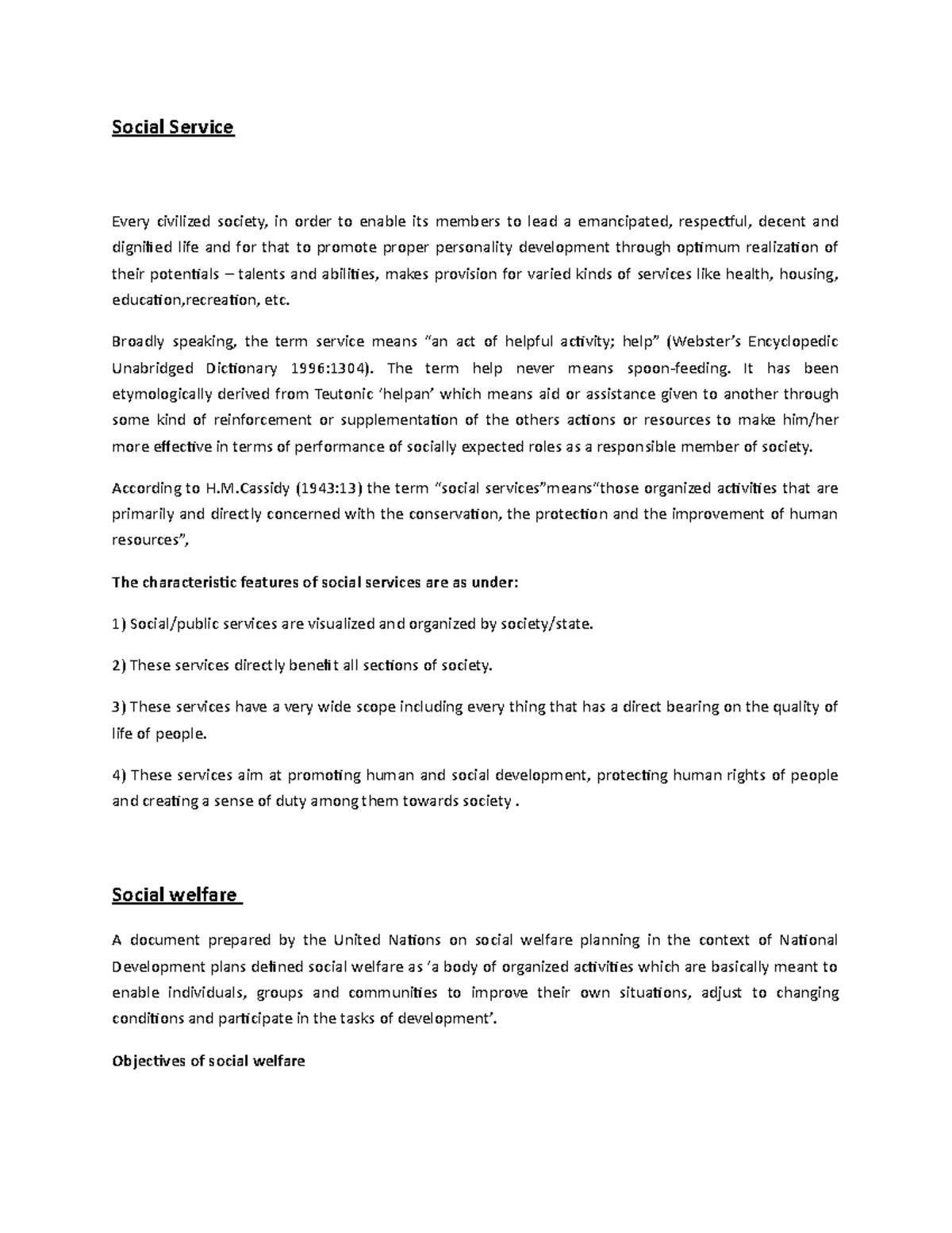 Concepts of social work module 3 - Social Service Every civilized ...