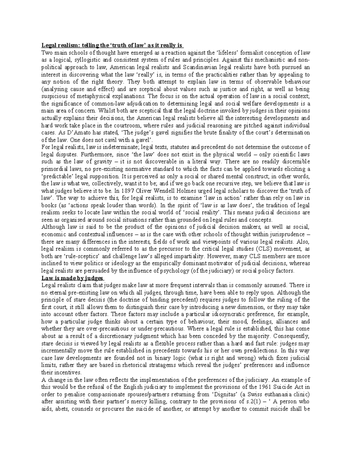 Legal realism: telling the ‘truth of law’ as it really is - Against ...