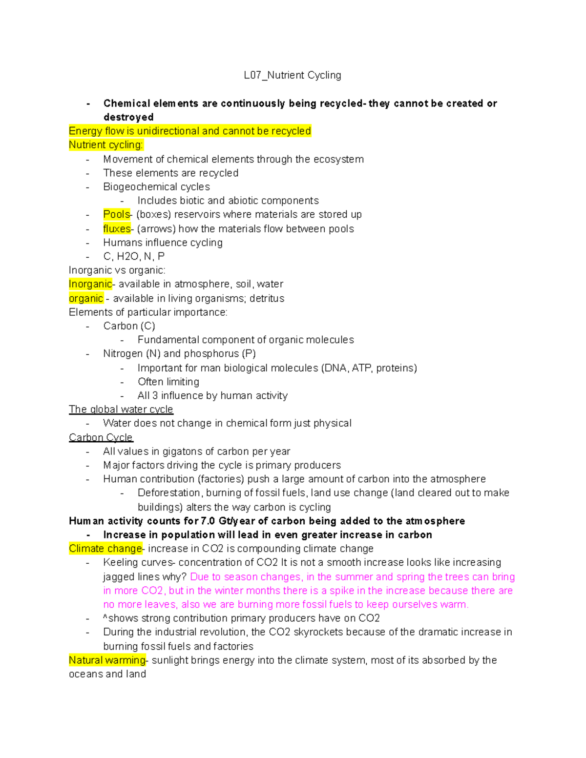 L07 Nutrients Cycling - Lecture 7 notes Dr. Ngeve. - L07_Nutrient ...