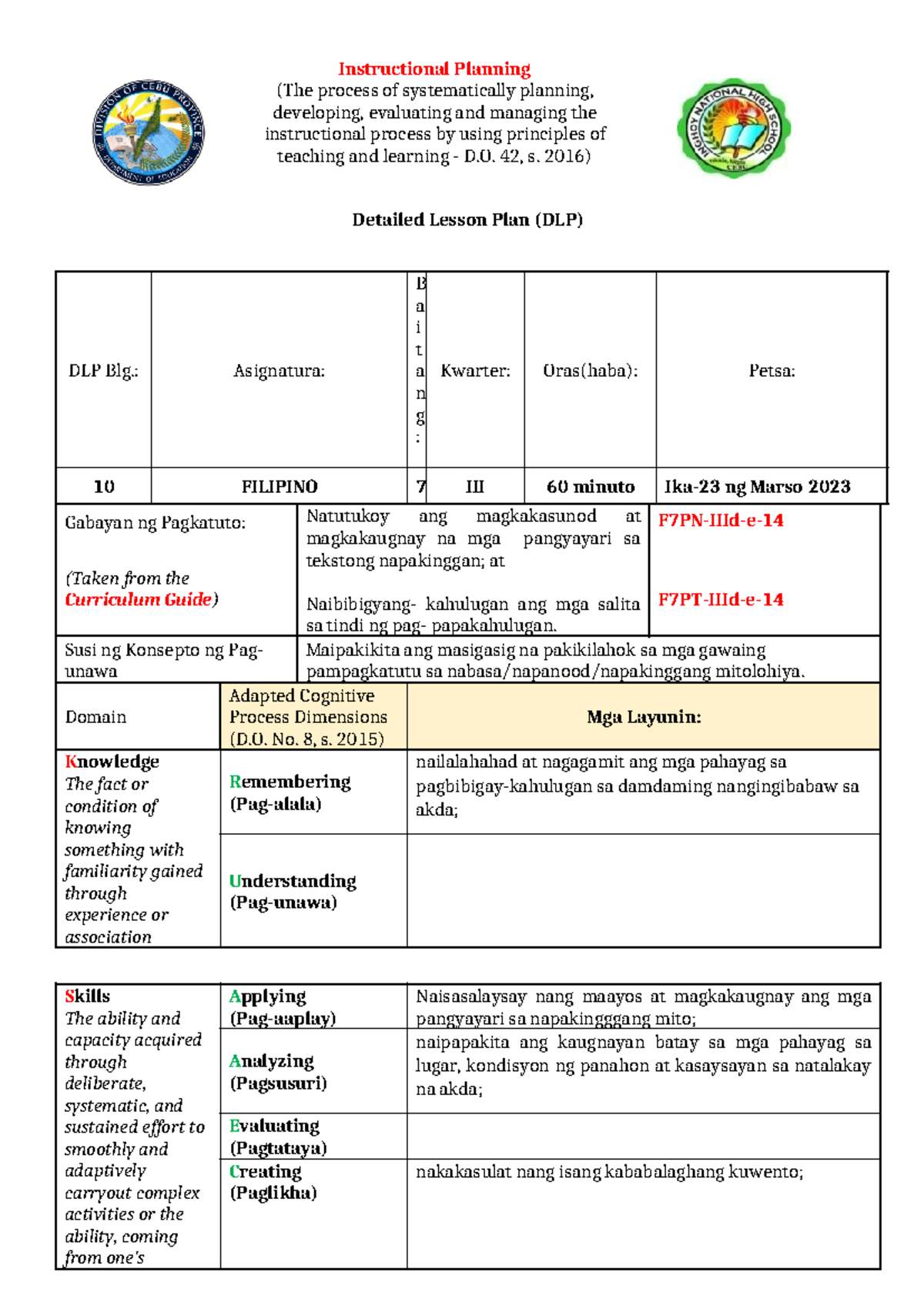 Q4 DLP in AP 8 -CO2 - ap8-q4-dlp - Instructional Planning (The process of systematically ...