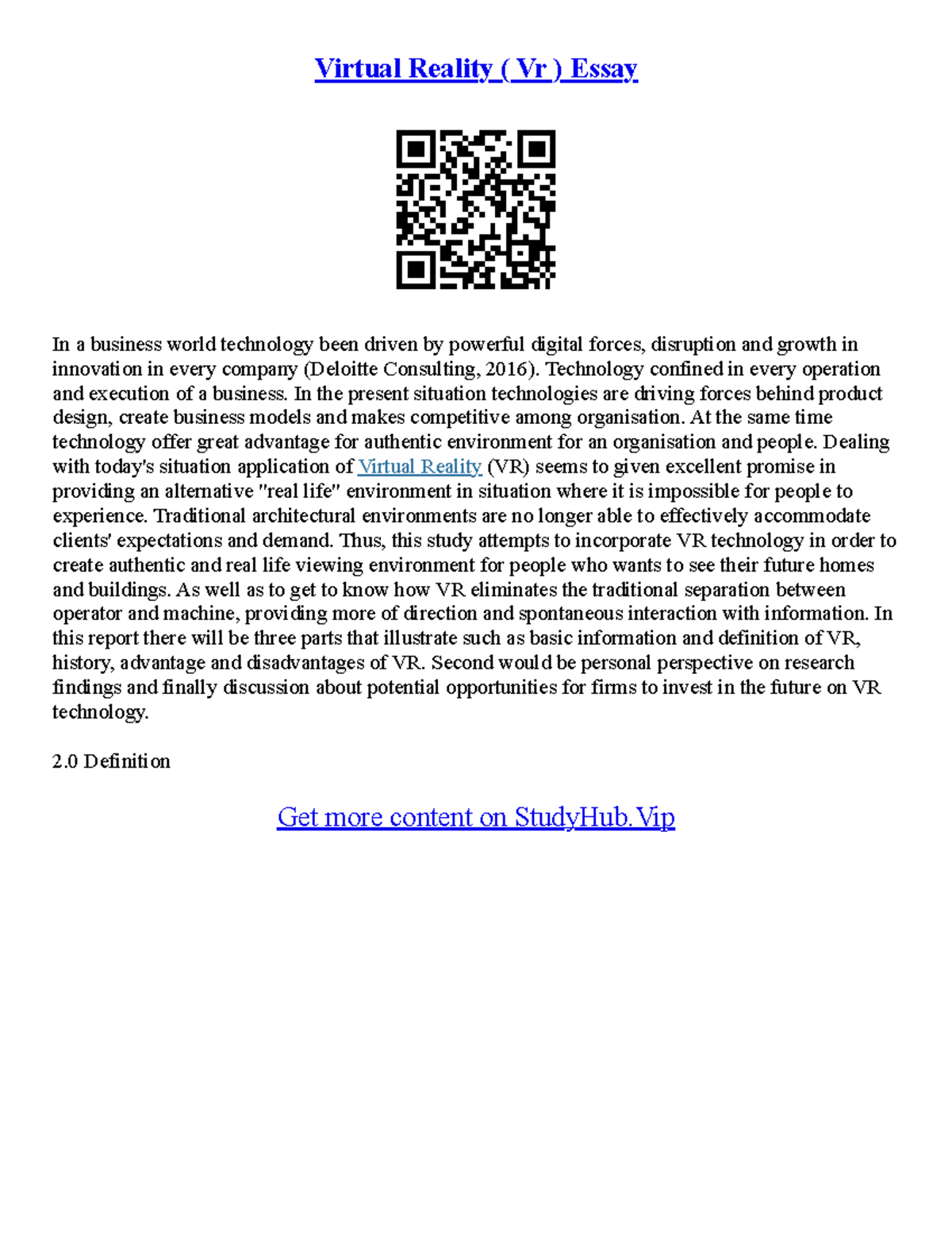 10 Page Essay Topics - Virtual Reality ( Vr ) Essay In a business world ...