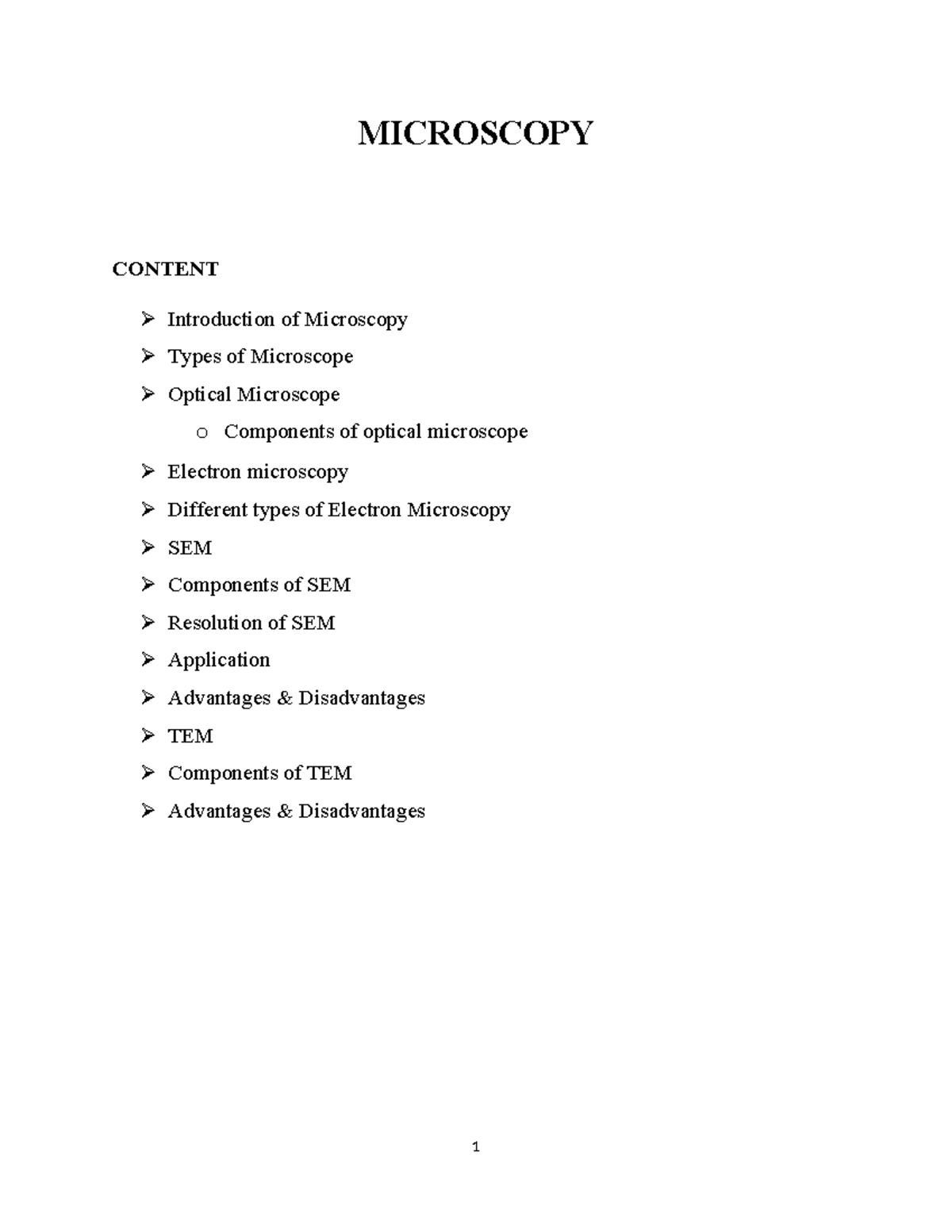 Microscopy - MICROSCOPY CONTENT Introduction of Microscopy Types of ...