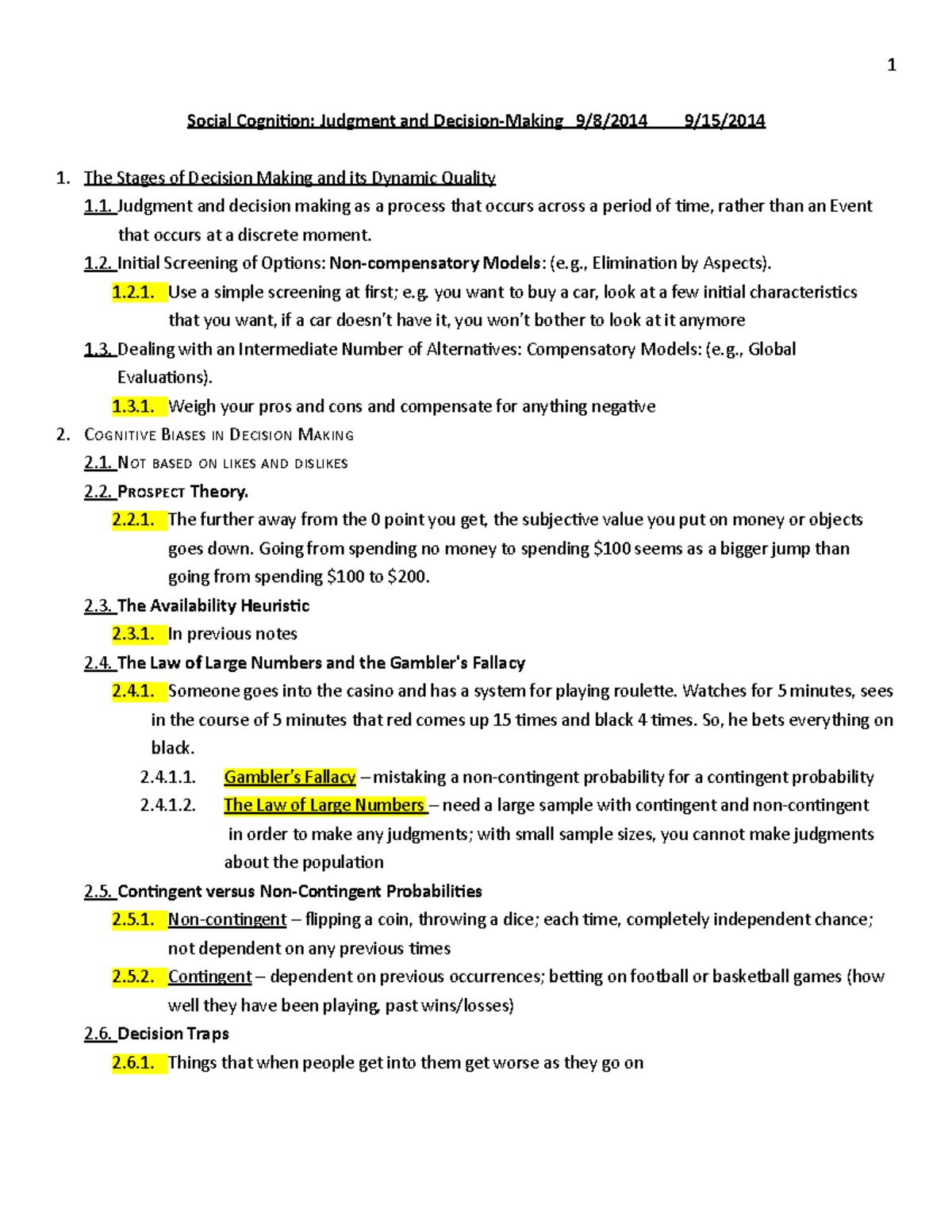 PSYC 3106 - 4 - Decision Making - Social Cognition: Judgment and ...