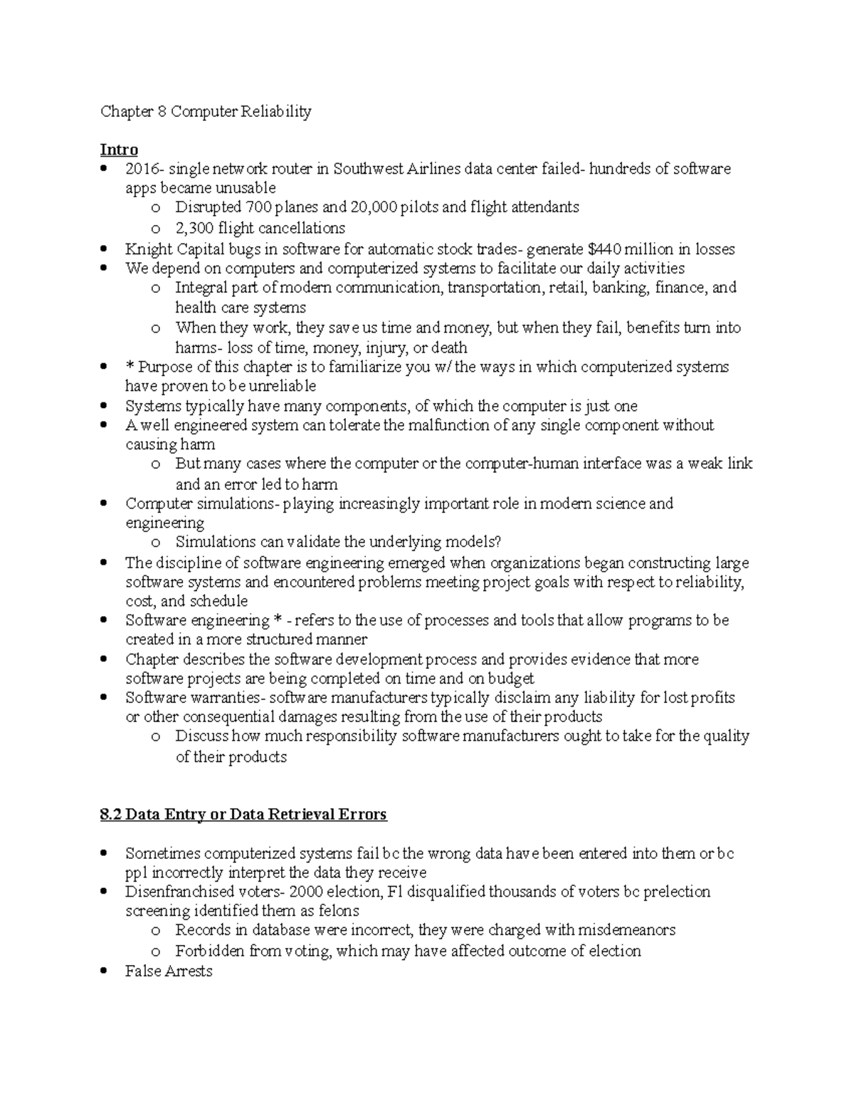 Chapter 8 Computer Reliability - Chapter 8 Computer Reliability Intro ...