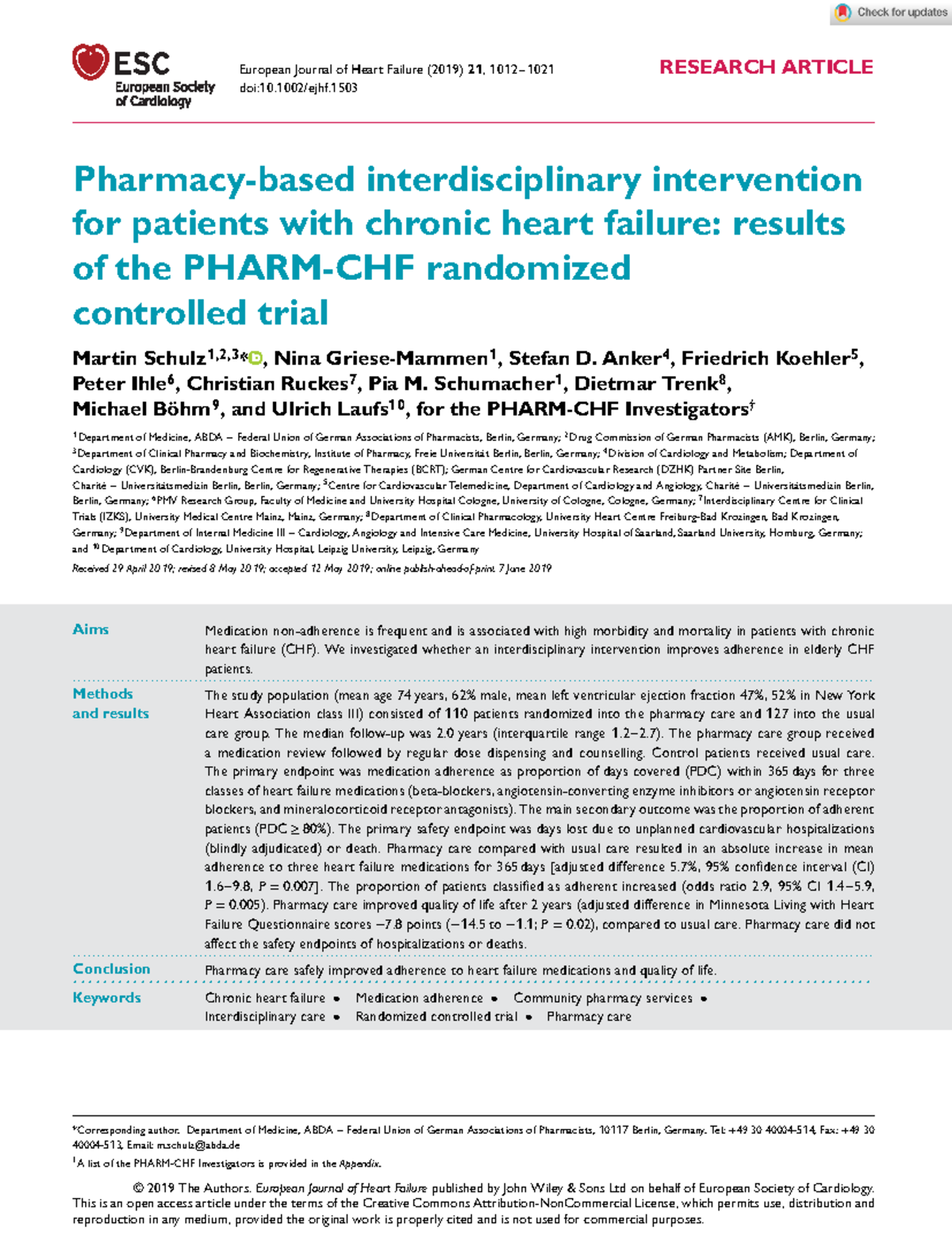 Schulz et al - Grade: Angina 2 (2021)pharmacy for students stuff to ...