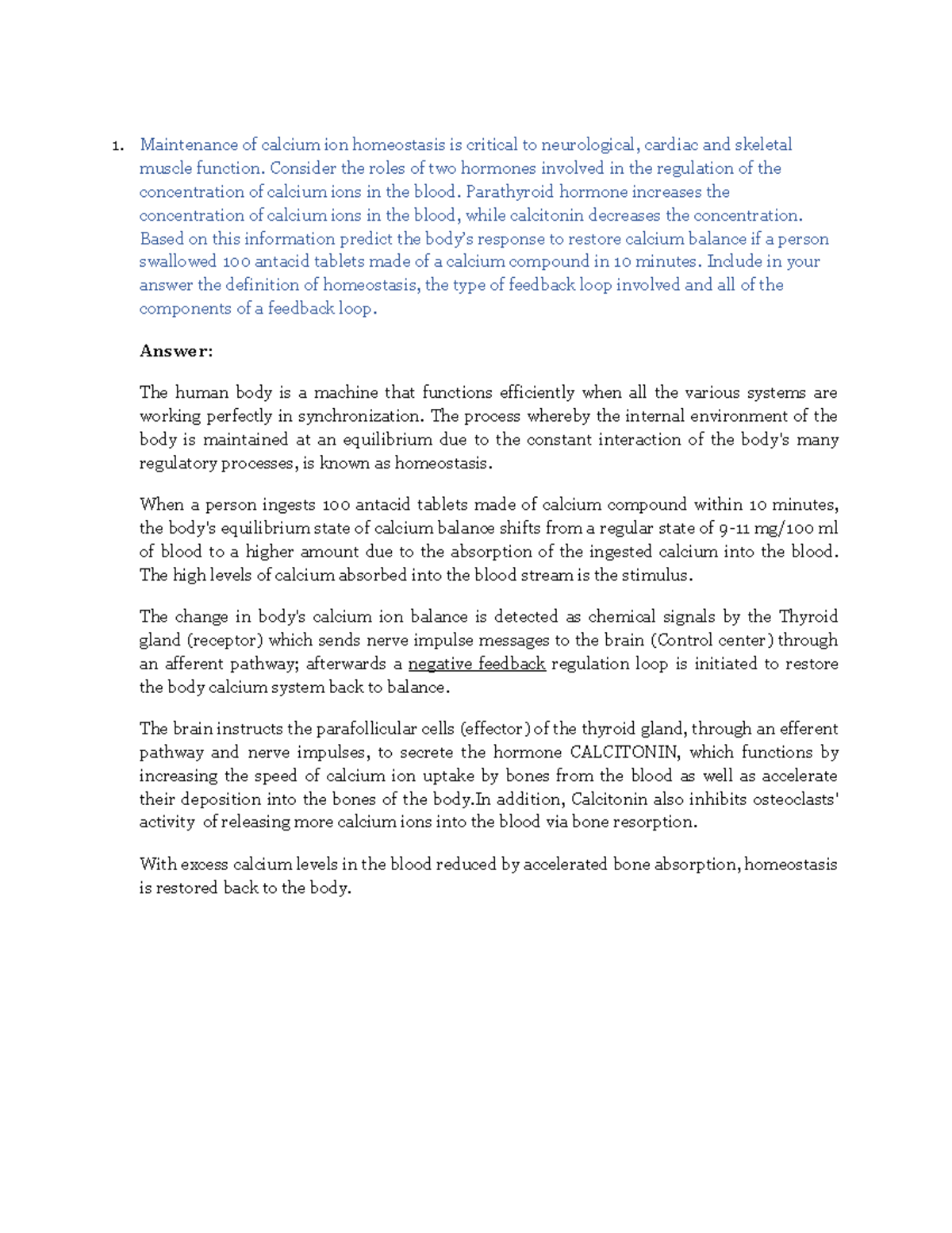 Bio 235 - essay-type assignment on human anatomy and physiology ...