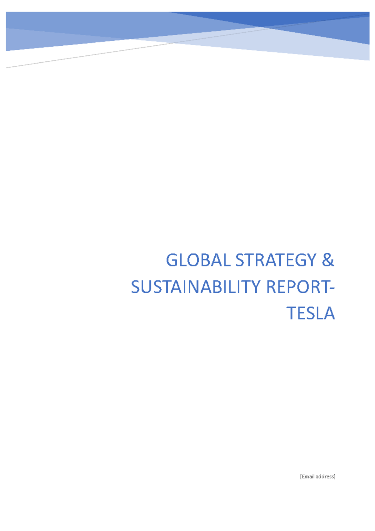 Tesla Global Strategy AND Sustainability - Mainatance Engineering and ...