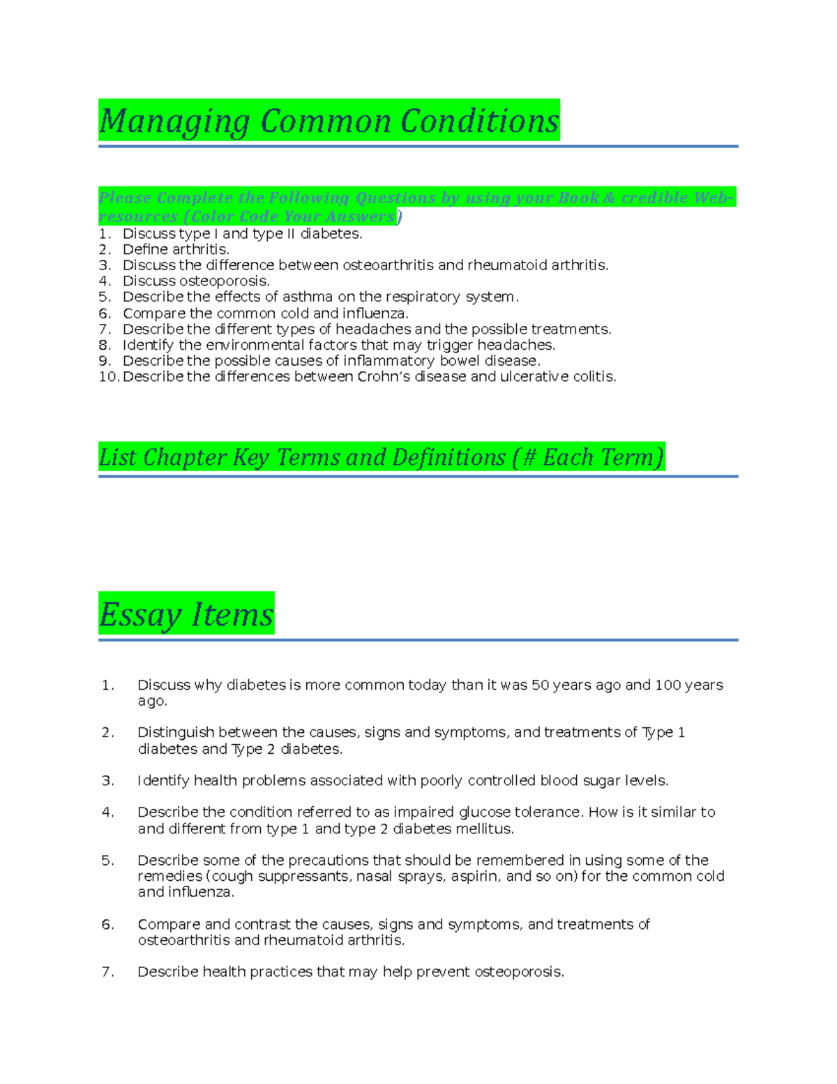 Managing Common Conditionsspring 2014 - Managing Common Conditions ...