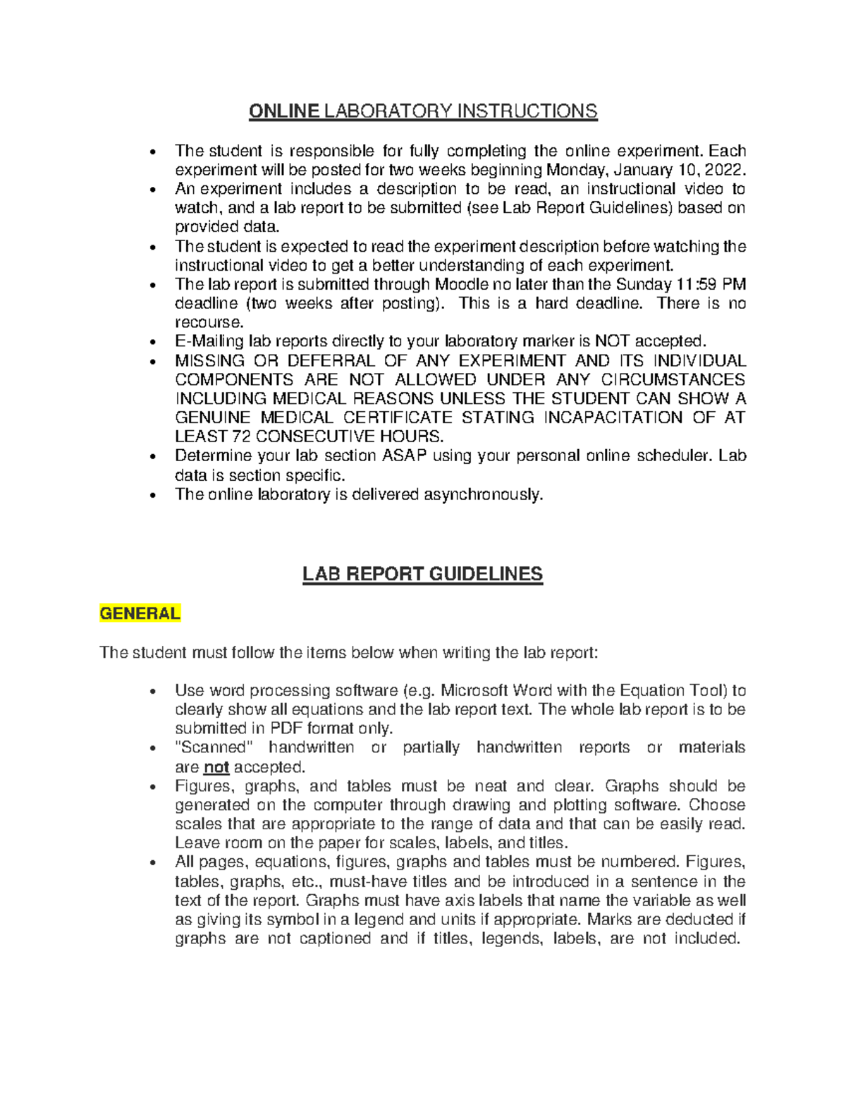 Online Laboratory Instructions - ONLINE LABORATORY INSTRUCTIONS The ...