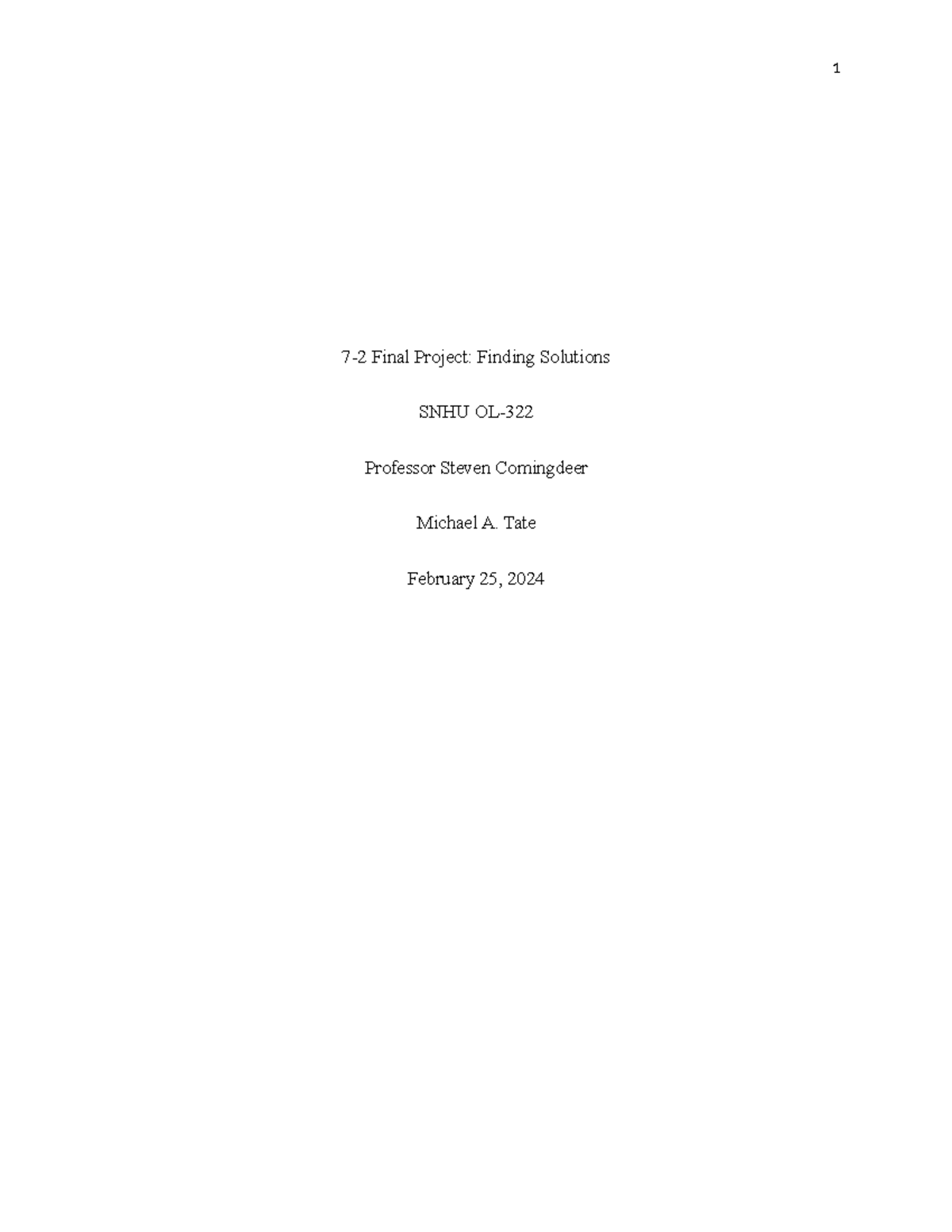 Final Project-Finding Solutions - 7-2 Final Project: Finding Solutions ...