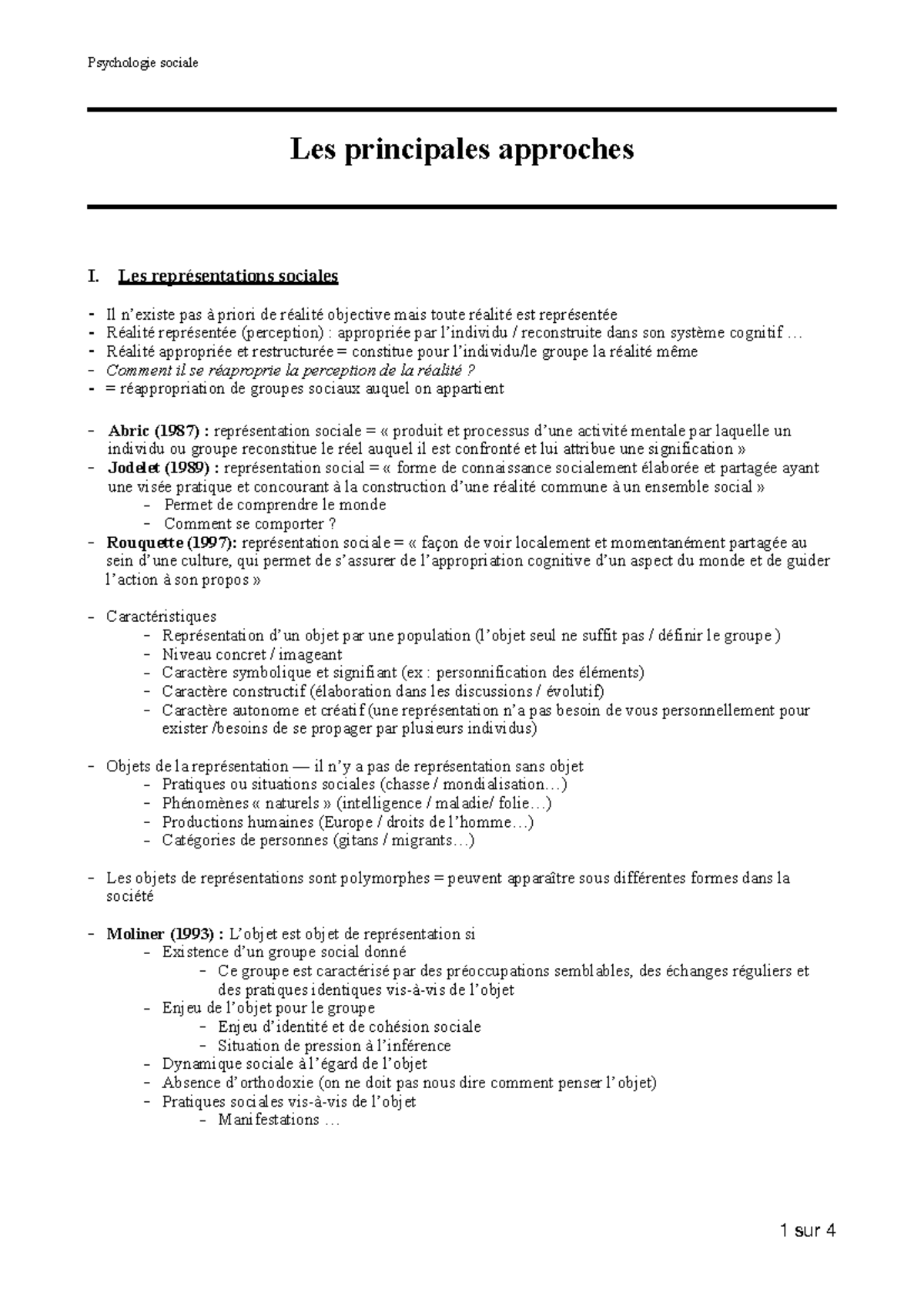 Les principales approches des représentations sociales - Les ...