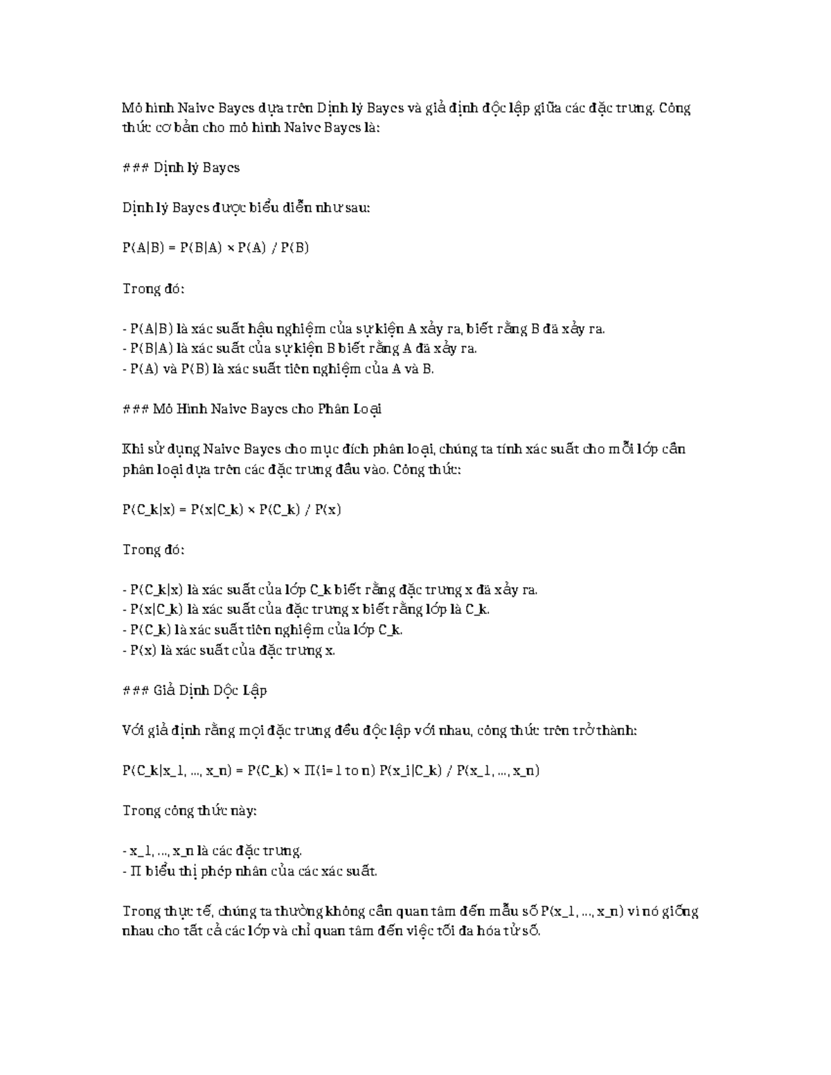 Phan Tich Mo Hinh Naive Bayes - Mô hình Naive Bayes d ựa trên Đ nh lý Bayes và gi ị ả đ nh đ c ...