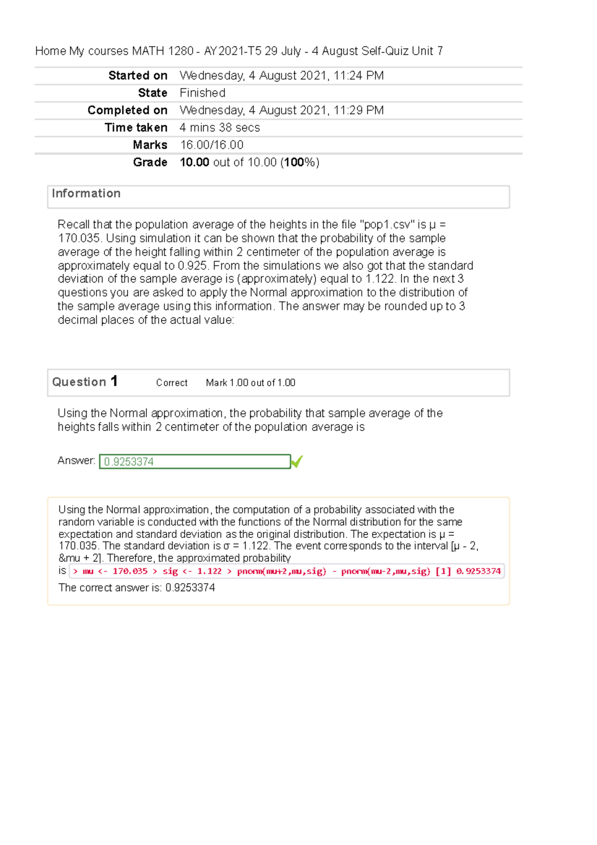 Self-Quiz Unit 7 Attempt review - Started on Wednesday, 4 August 2021 ...