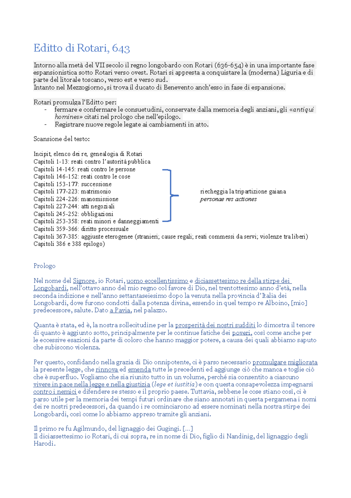 Editto di Rotari studio - Editto di Rotari, 643 Intorno alla metà del ...