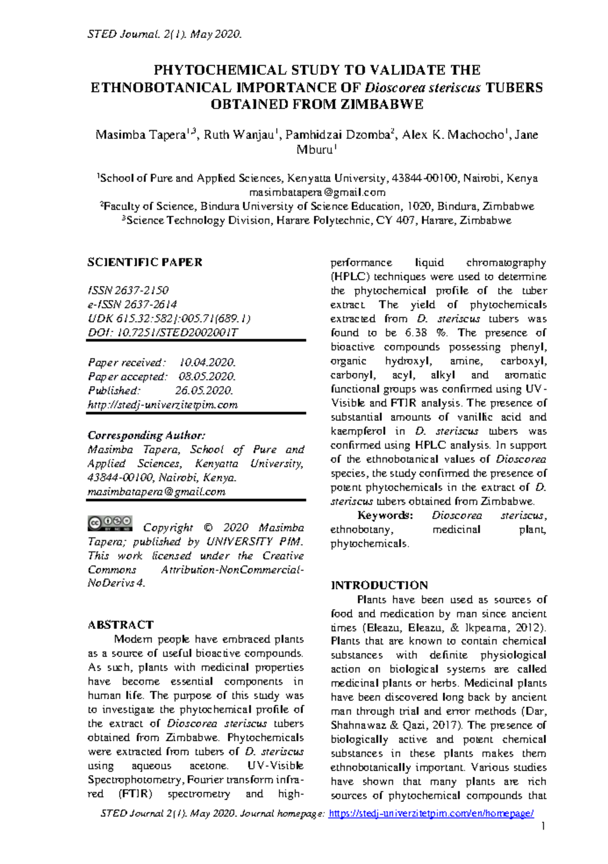 Phytochemical Study TO Validate THE ETHN - STED Journal. 2(1). May 2020 ...