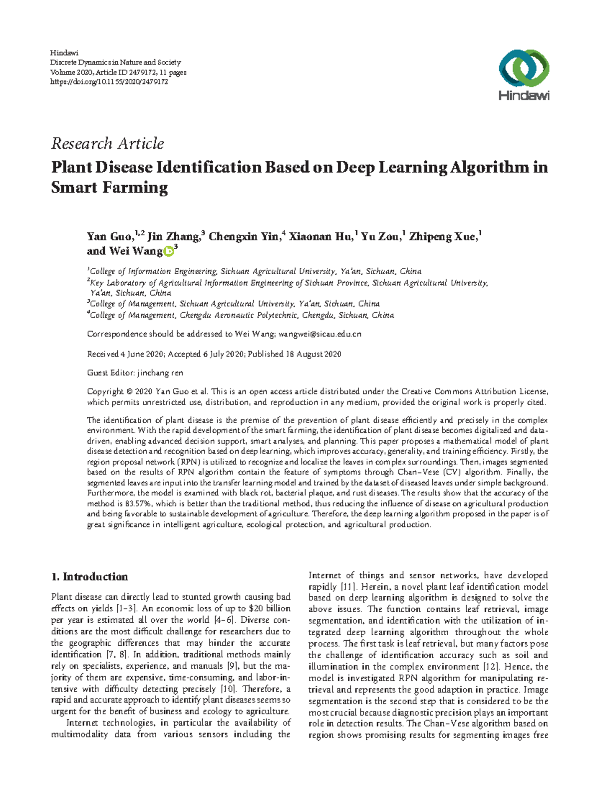 Plant disease identif based on Deep learning Algori - Research Article ...