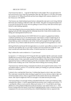 Bail application template - Outline of suggested structure of ...