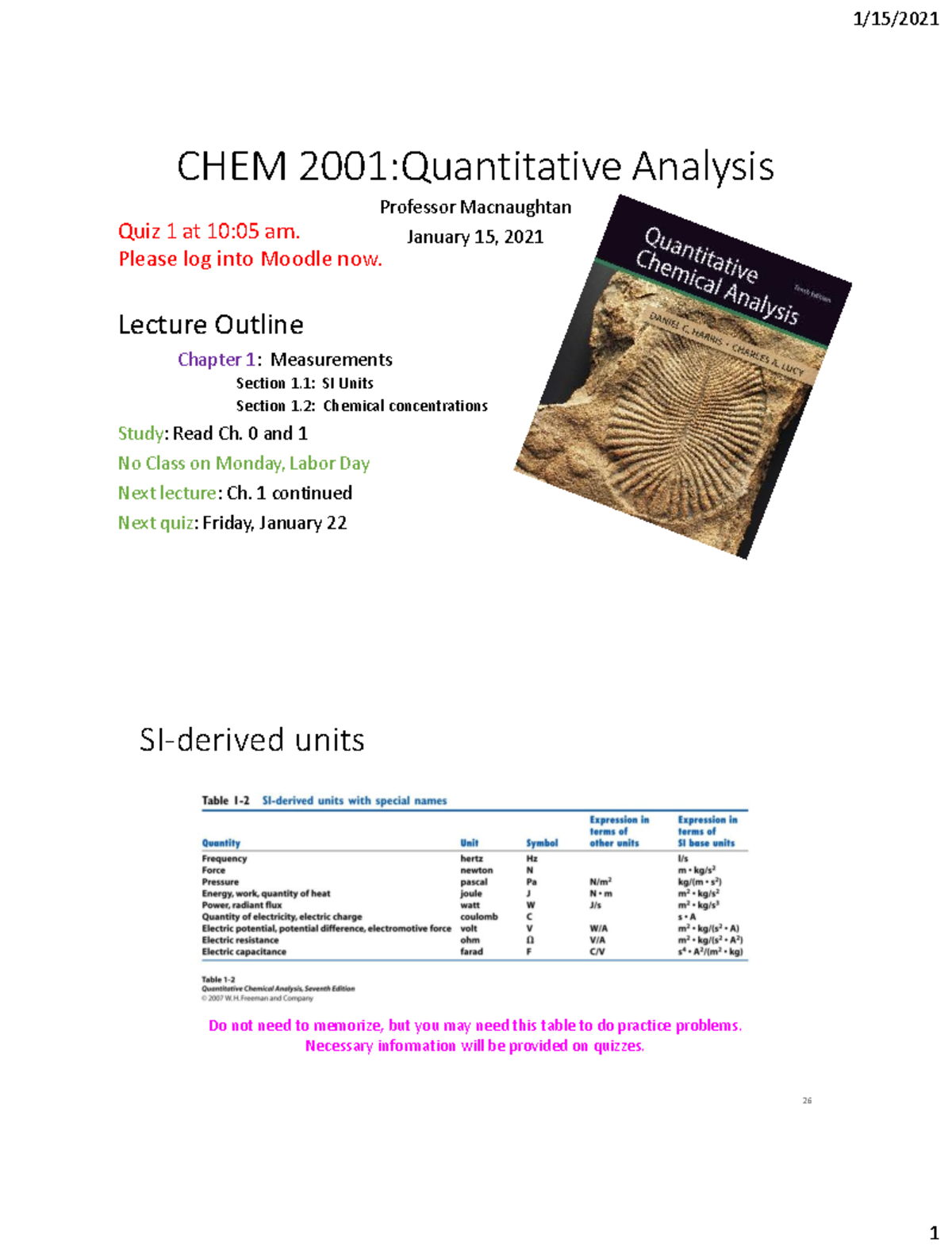 Ch. 1 pt. 2 - Lecture notes Chapter 1 - CHEM 2001:Quantitative Analysis ...