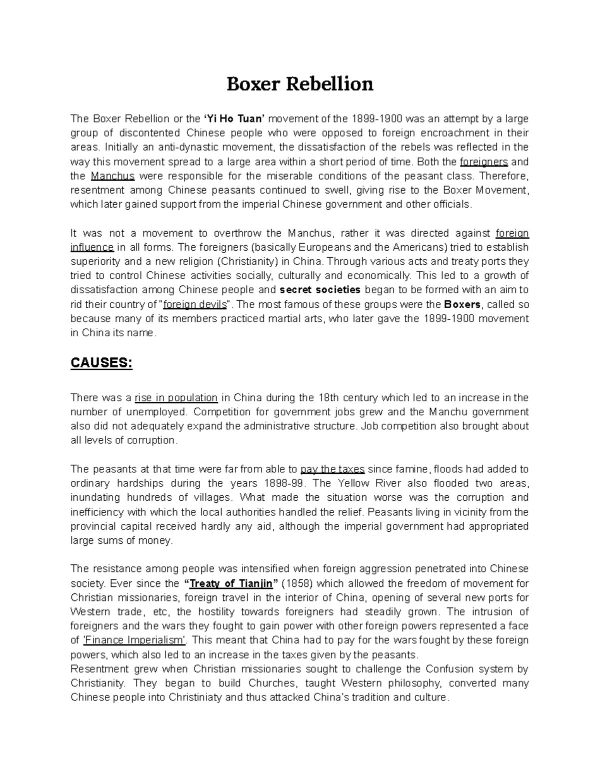 Boxer Rebellion- China - Boxer Rebellion The Boxer Rebellion or the ‘Yi ...