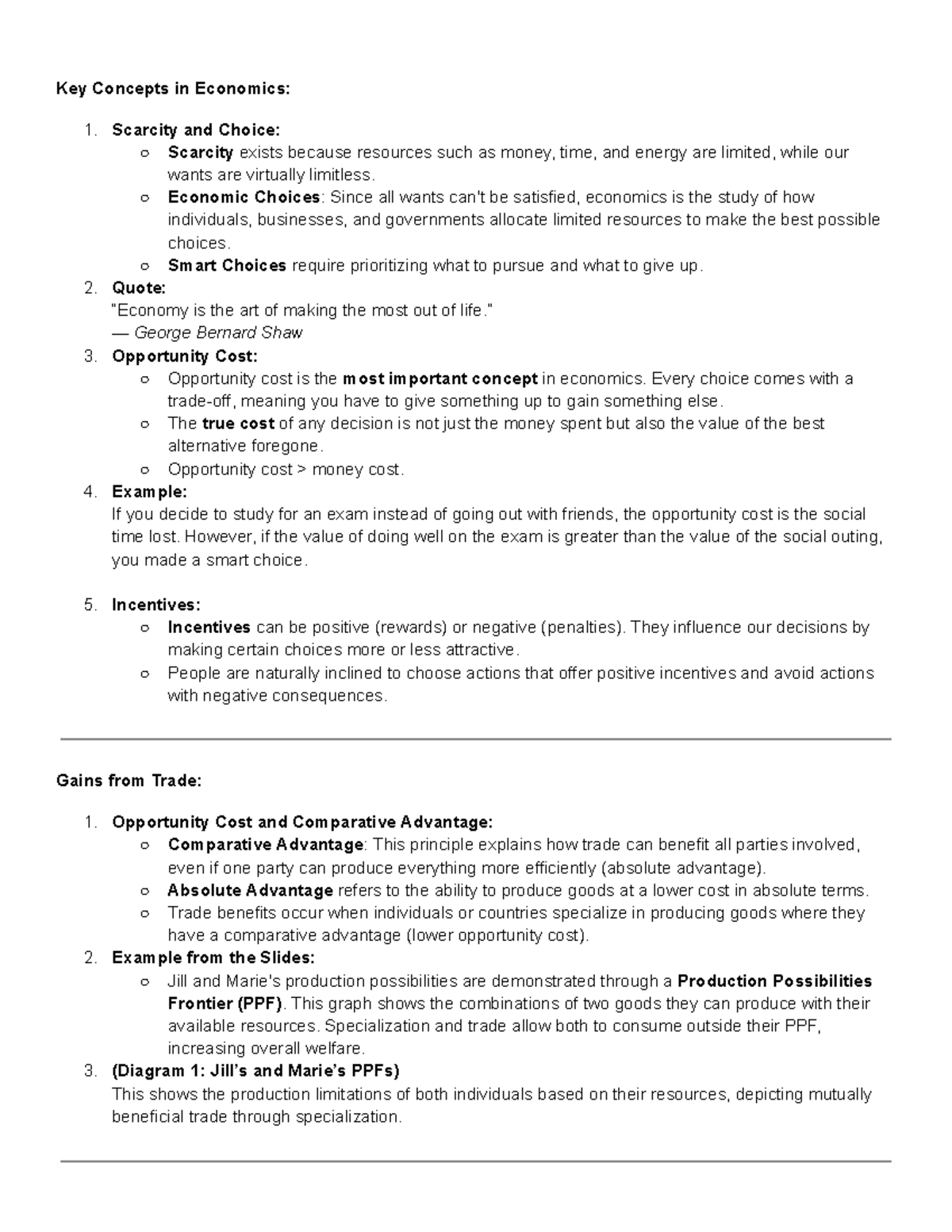 Key Concepts in Economics - Midterm Review - Key Concepts in Economics: 1. Scarcity and Choice ...