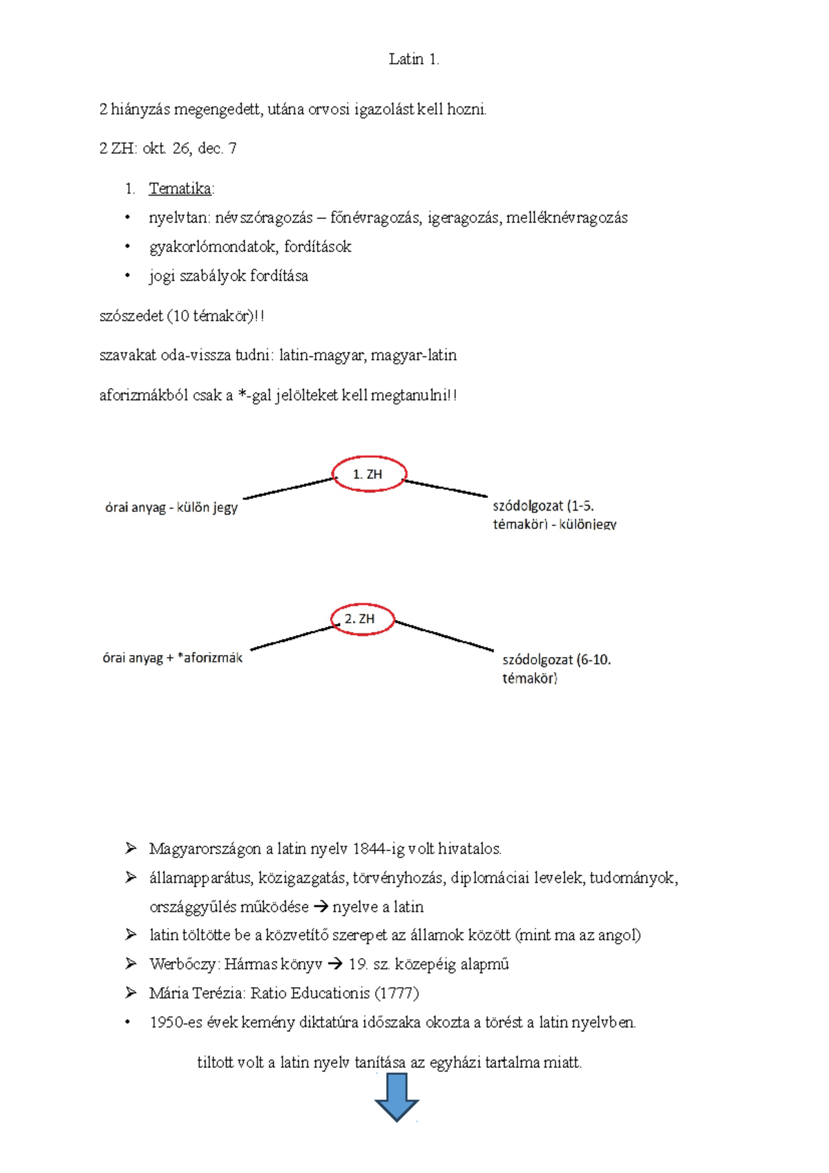 Latin 1. óra - órai jegyzetek, főnév ragozás - Latin 1. 2 hiányzás ...