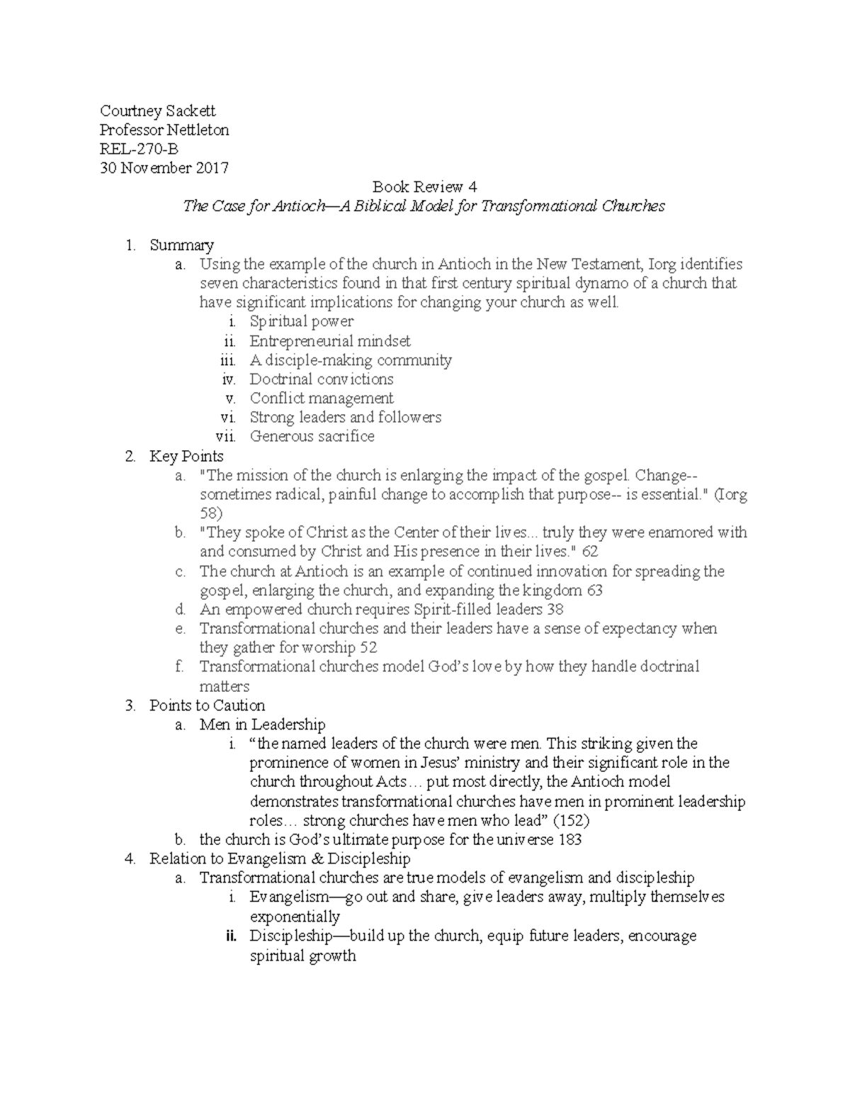 Book Review 4 Outline - Grade: A - Courtney Sackett Professor Nettleton ...