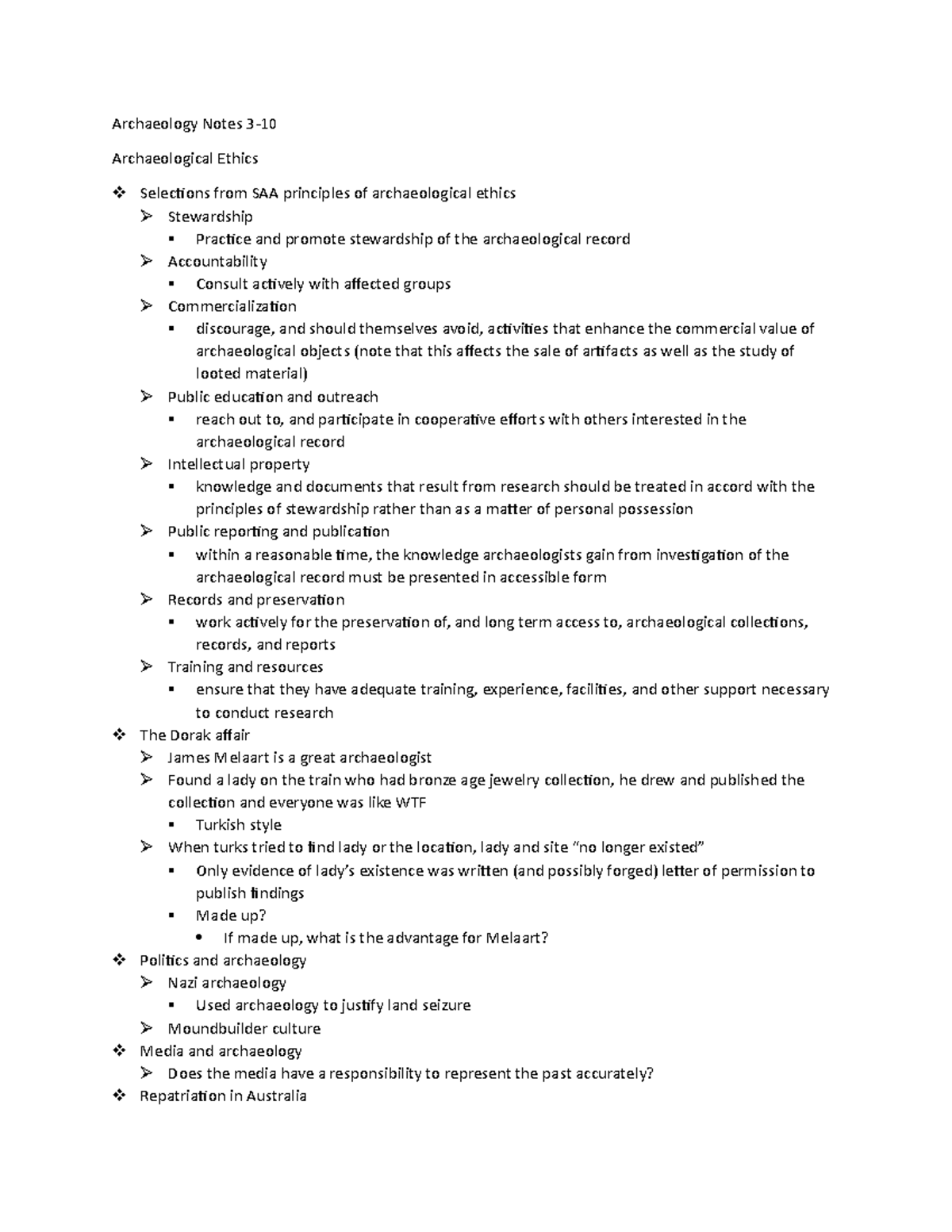 Archaeology Notes 3-10 - Archaeology - Archaeology Notes Archaeological ...