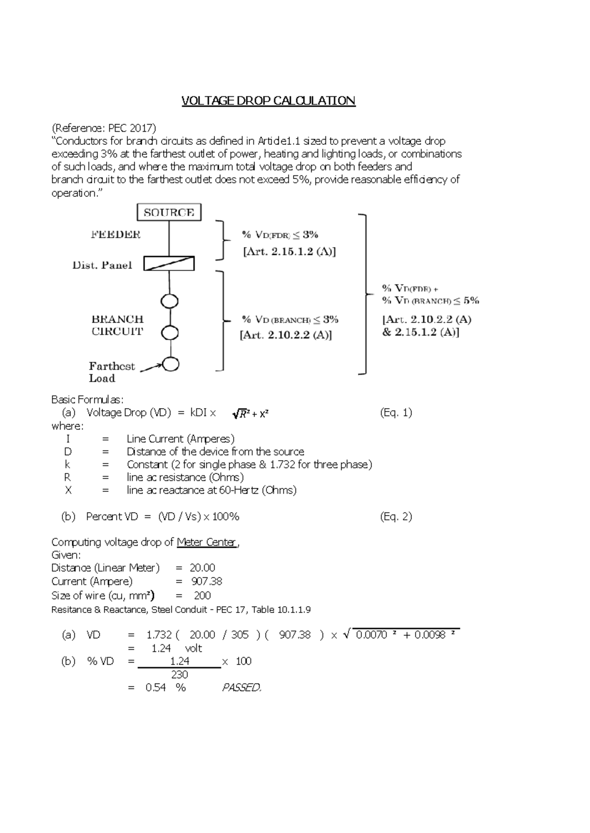 Box-Type Voltage-Drop-Calculation - (Reference: PEC 2017) “Conductors for branch circuits as ...