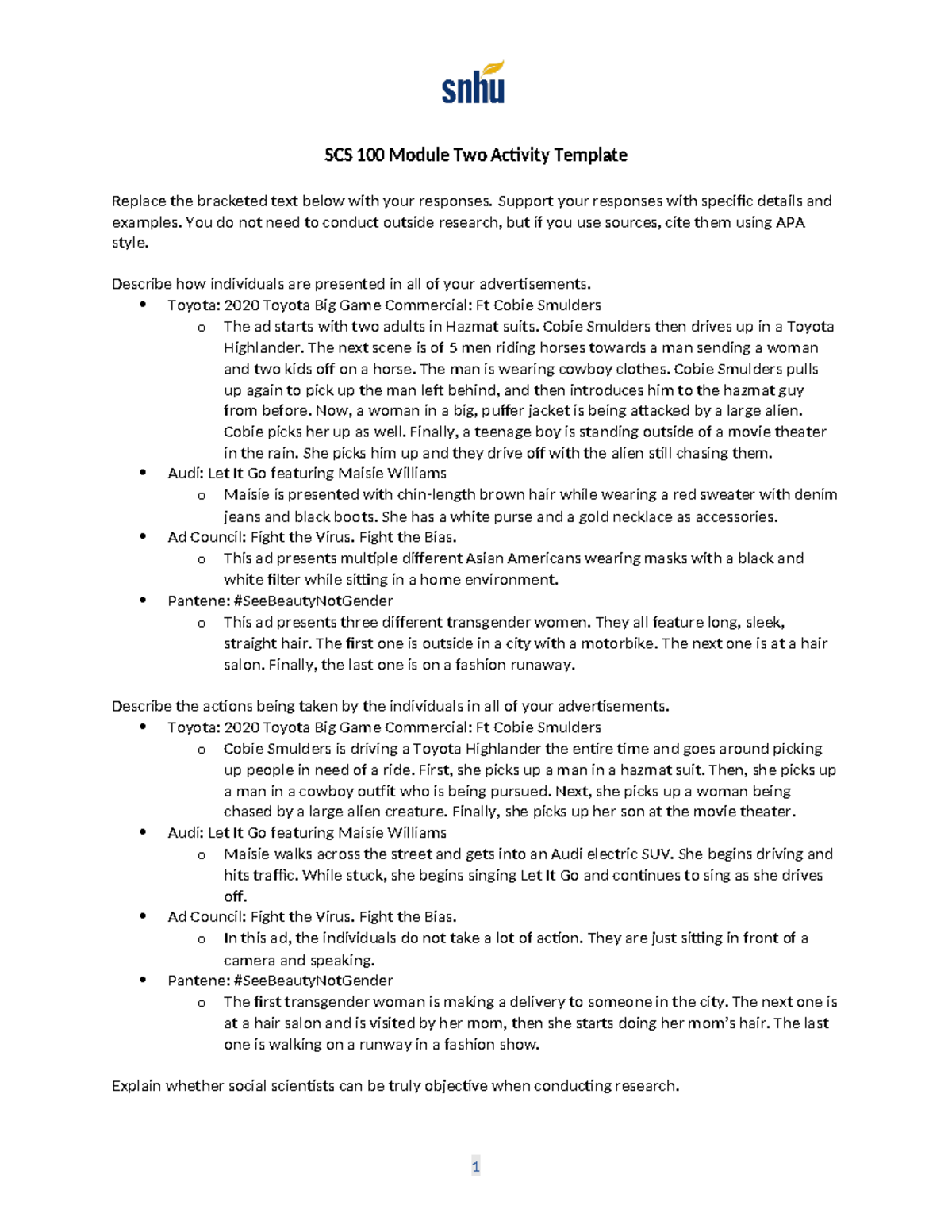 SCS 100 Module Two Activity Template - SCS 100 Module Two Activity ...