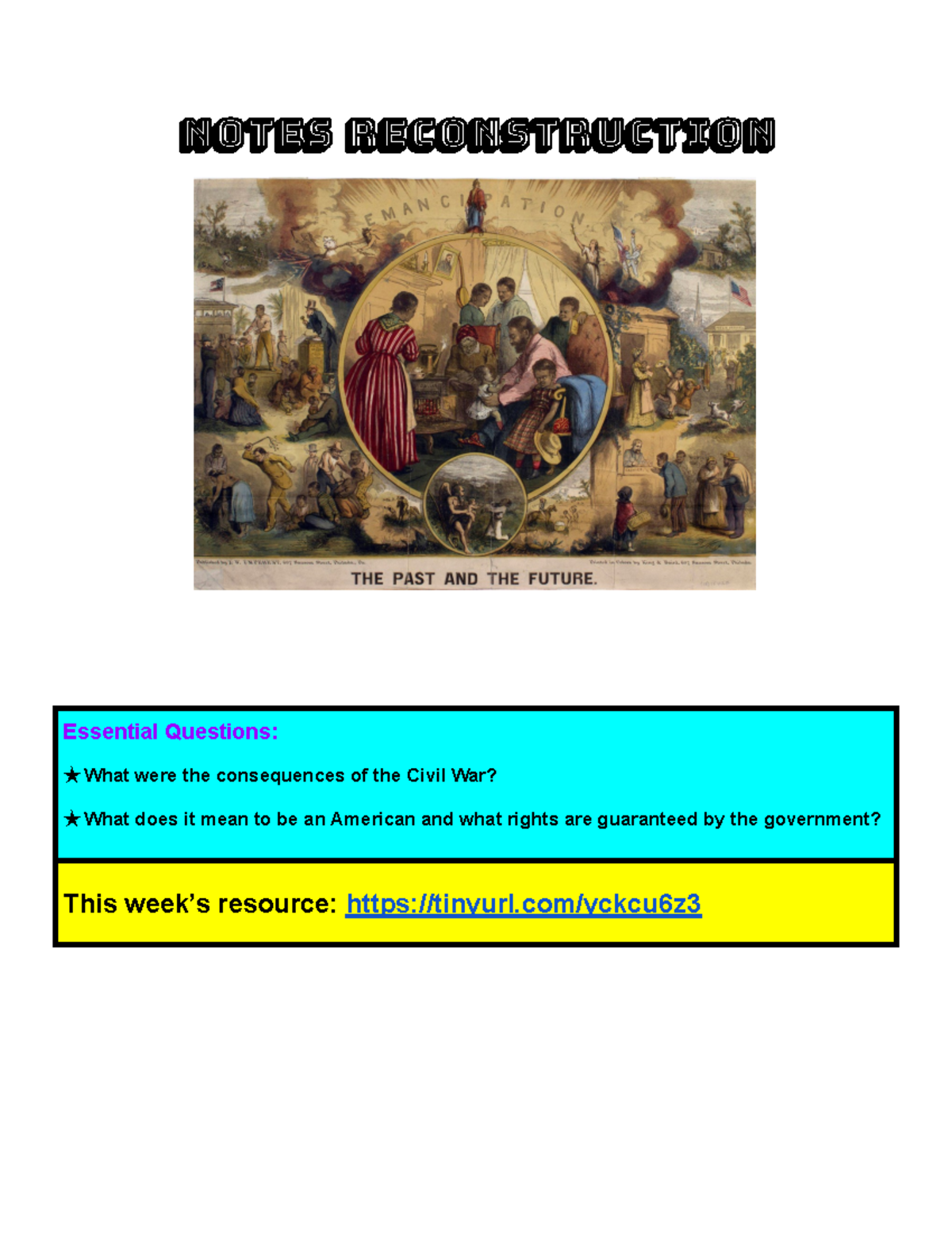 Notes -Reconstruction - Notes Reconstruction Essential Questions ...