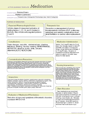 Digoxin Drug Card - ACTIVE LEARNING TEMPLATES TherapeuTic procedure A ...