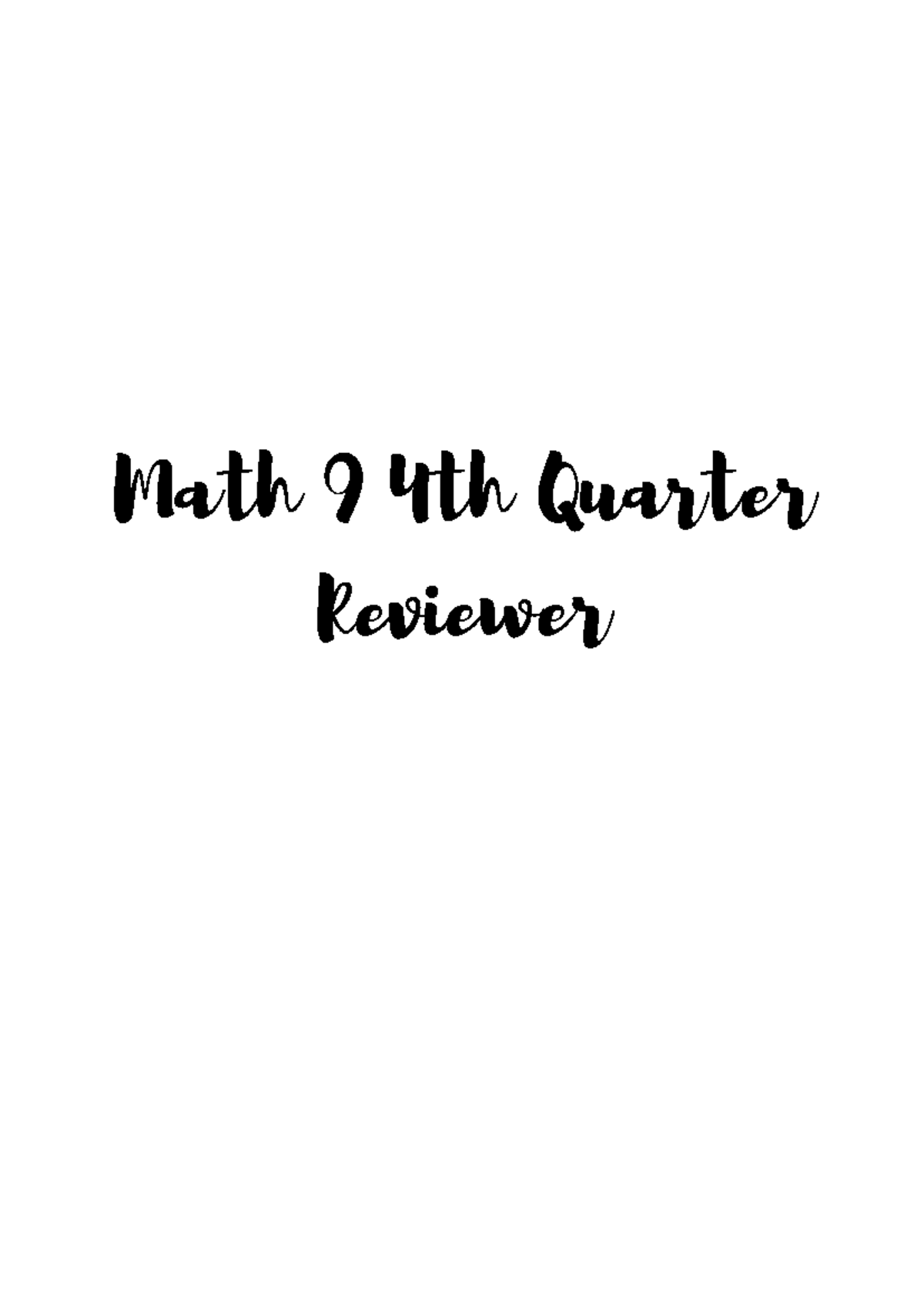 Math 9 4th Quarter Reviewer - Economic Management - Studocu
