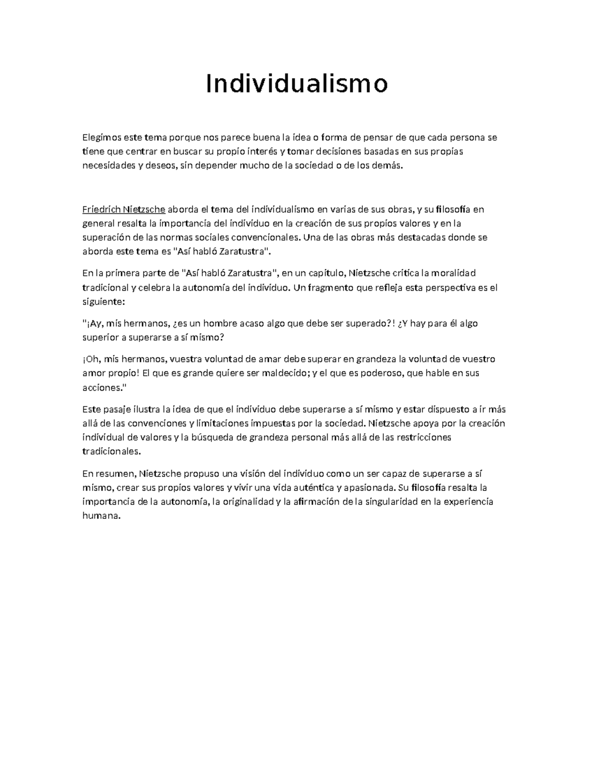 Individualismo - Individualismo Elegimos este tema porque nos parece ...