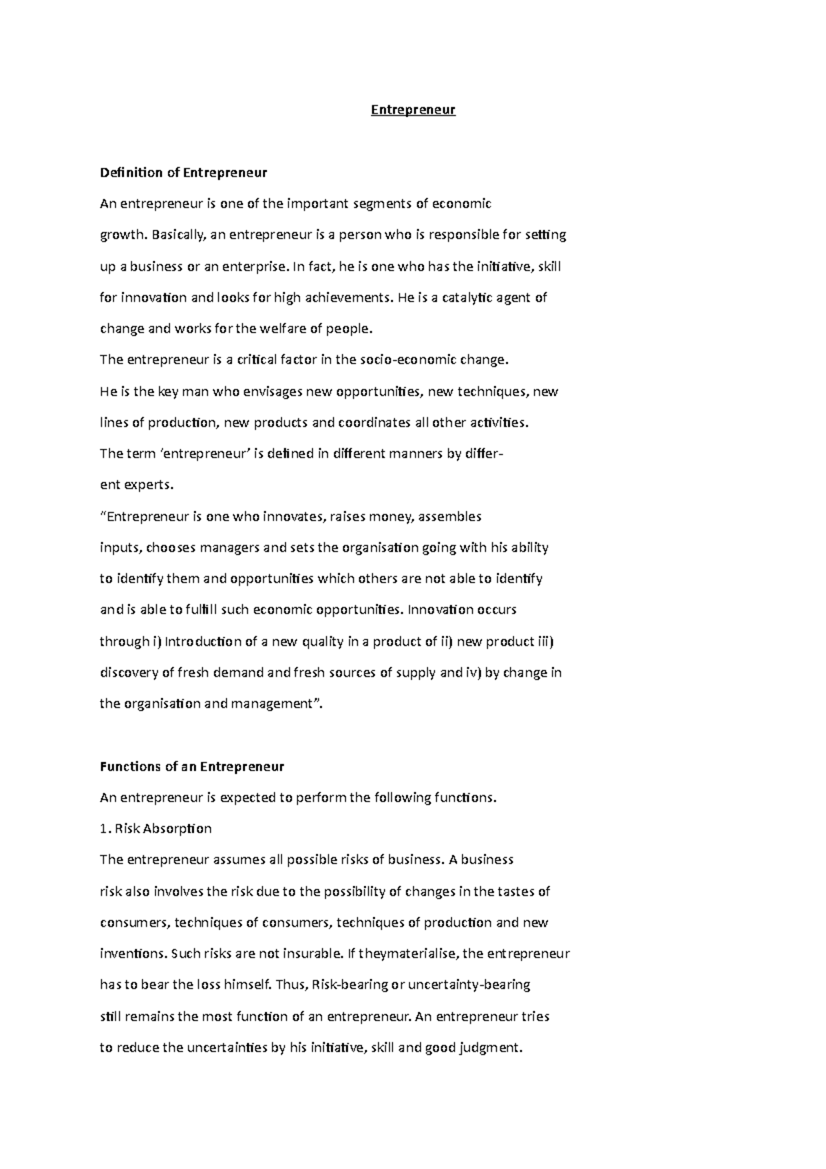 Em 3 - Shortest summary note - Entrepreneur Definition of Entrepreneur ...