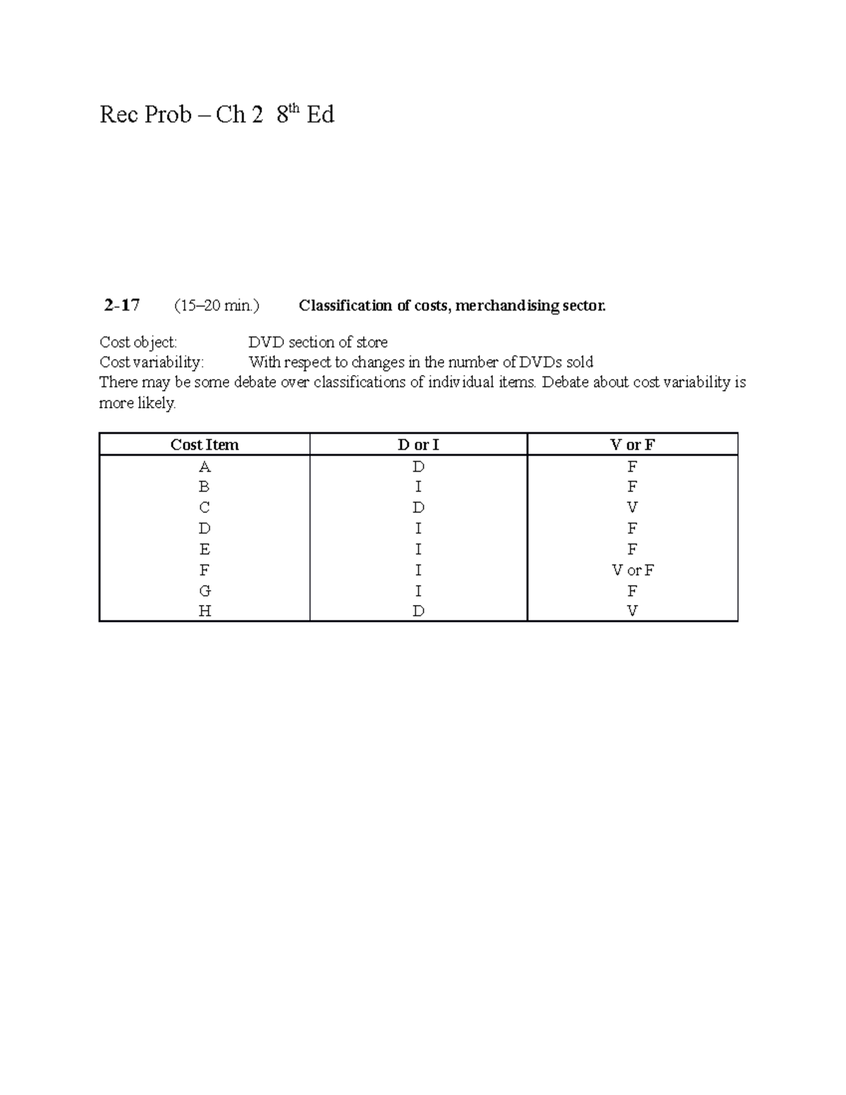 Ch 2 lab answers - ch 2 solutions - Rec Prob – Ch 2 8th Ed 2-17 (15–20 ...